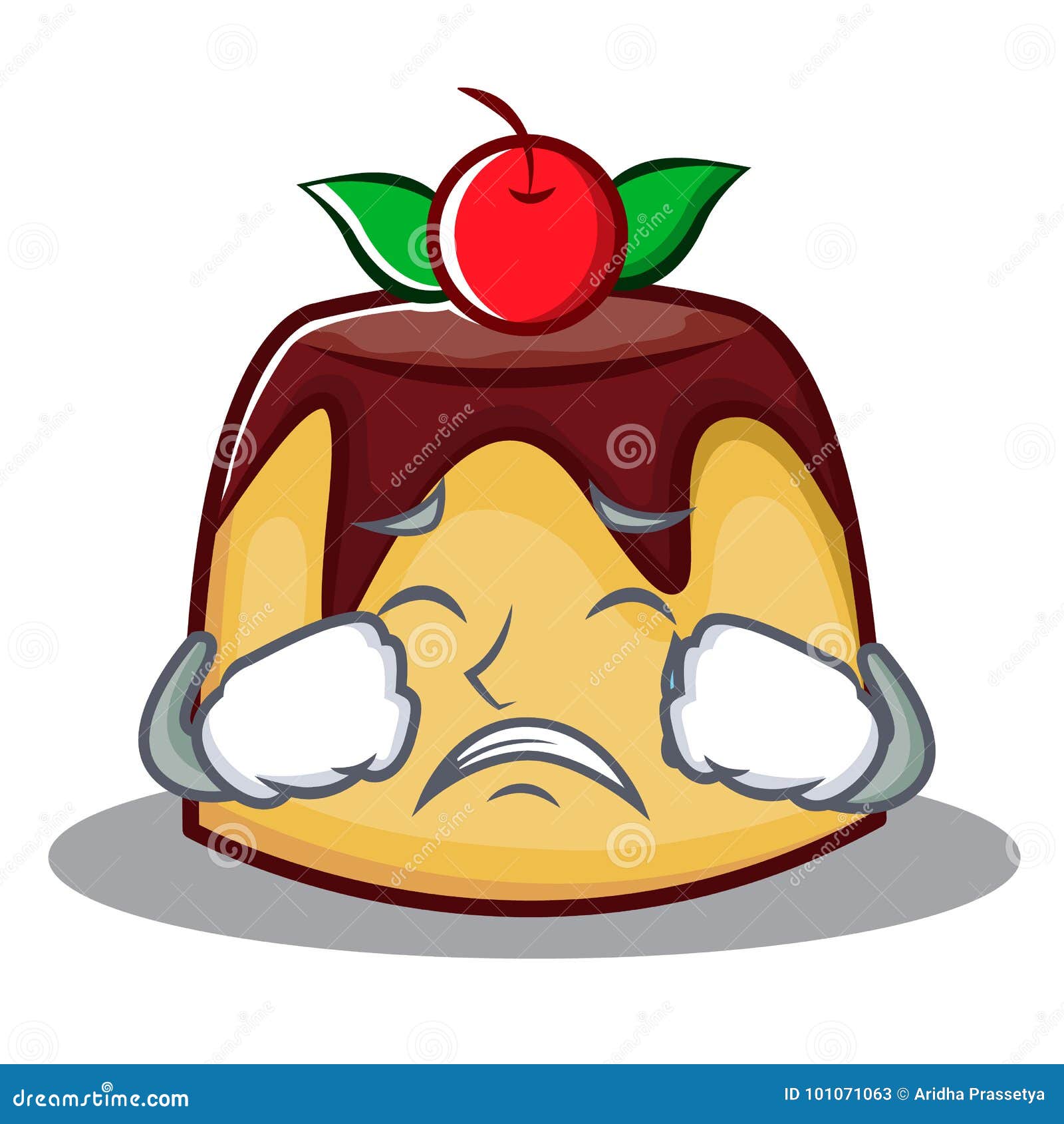 Crying Pudding Character Cartoon Style Stock Vector - Illustration of ...