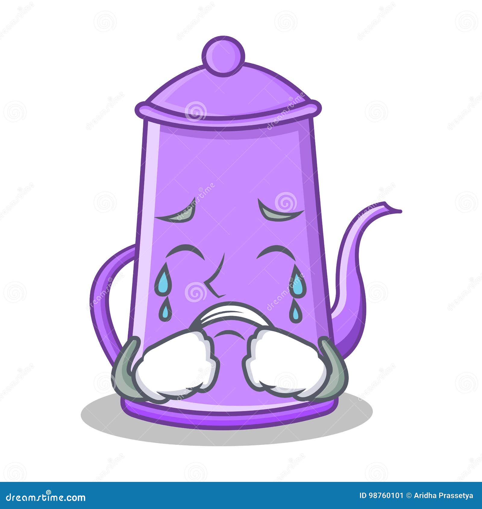 Crying Purple Teapot Character Cartoon Stock Vector - Illustration of ...