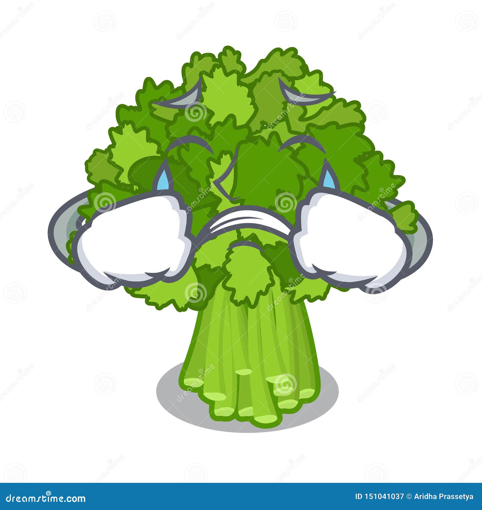Crying Rabe Broccoli in Vegetable Mascot Basket Stock Vector ...