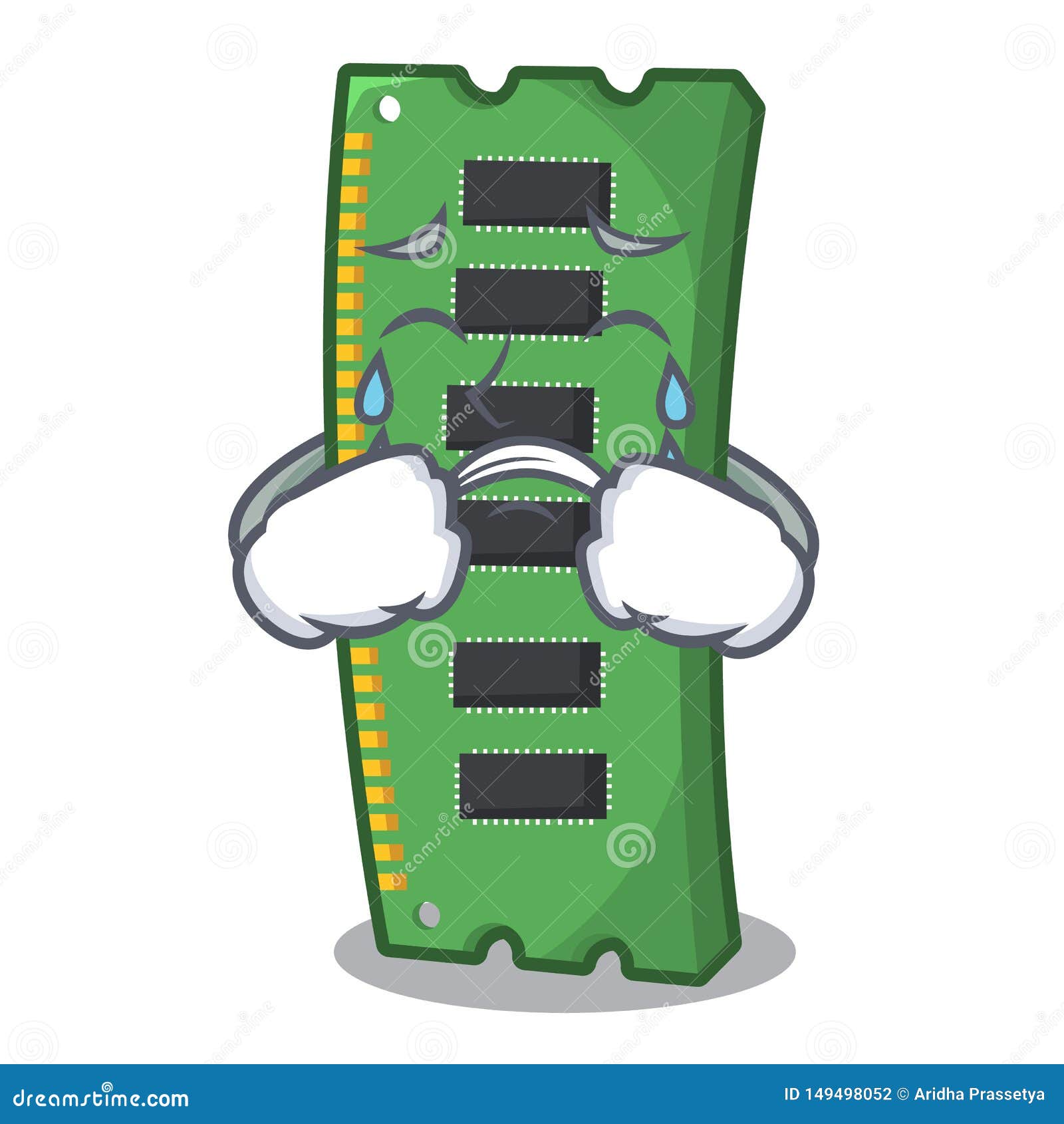 Crying RAM Memory Card in PC Character Stock Vector - Illustration of ...