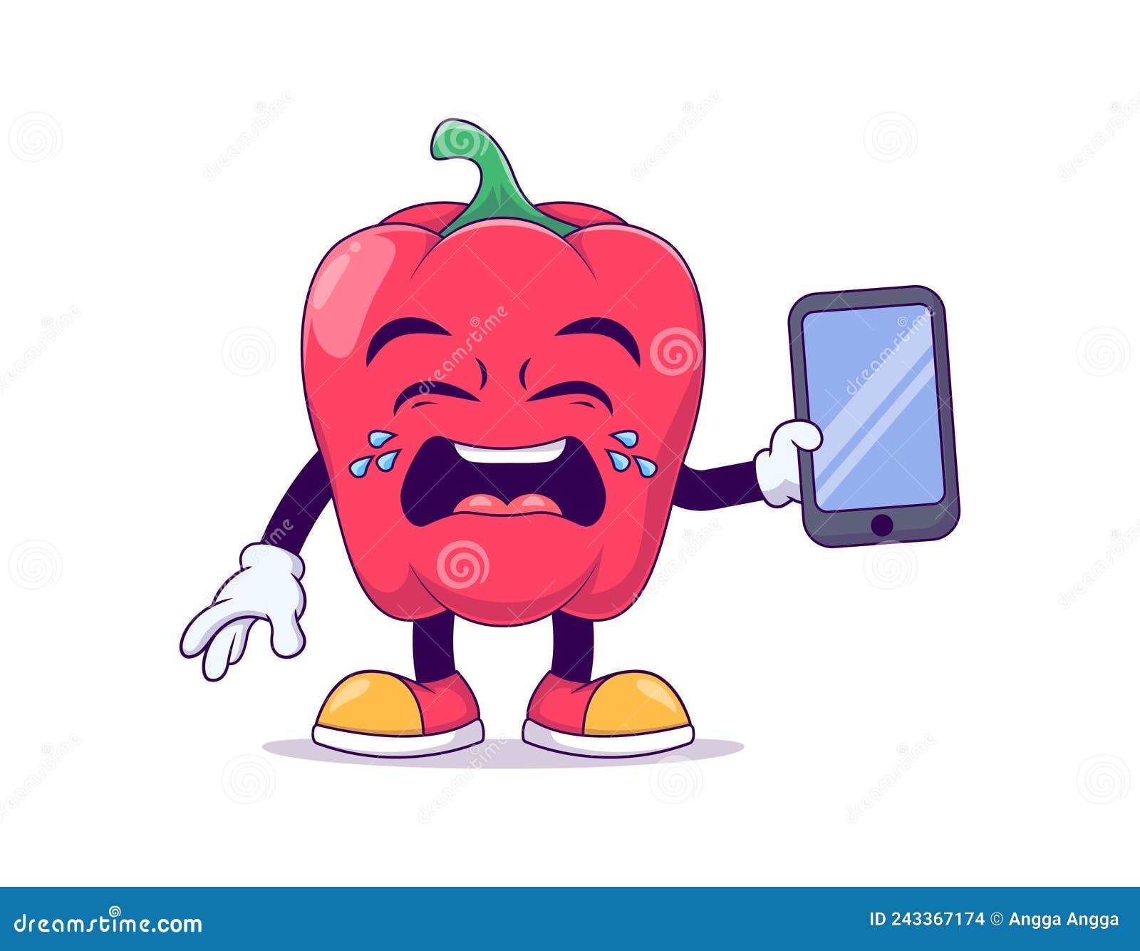 Crying Red Bell Pepper Cartoon Mascot Character Stock Vector ...