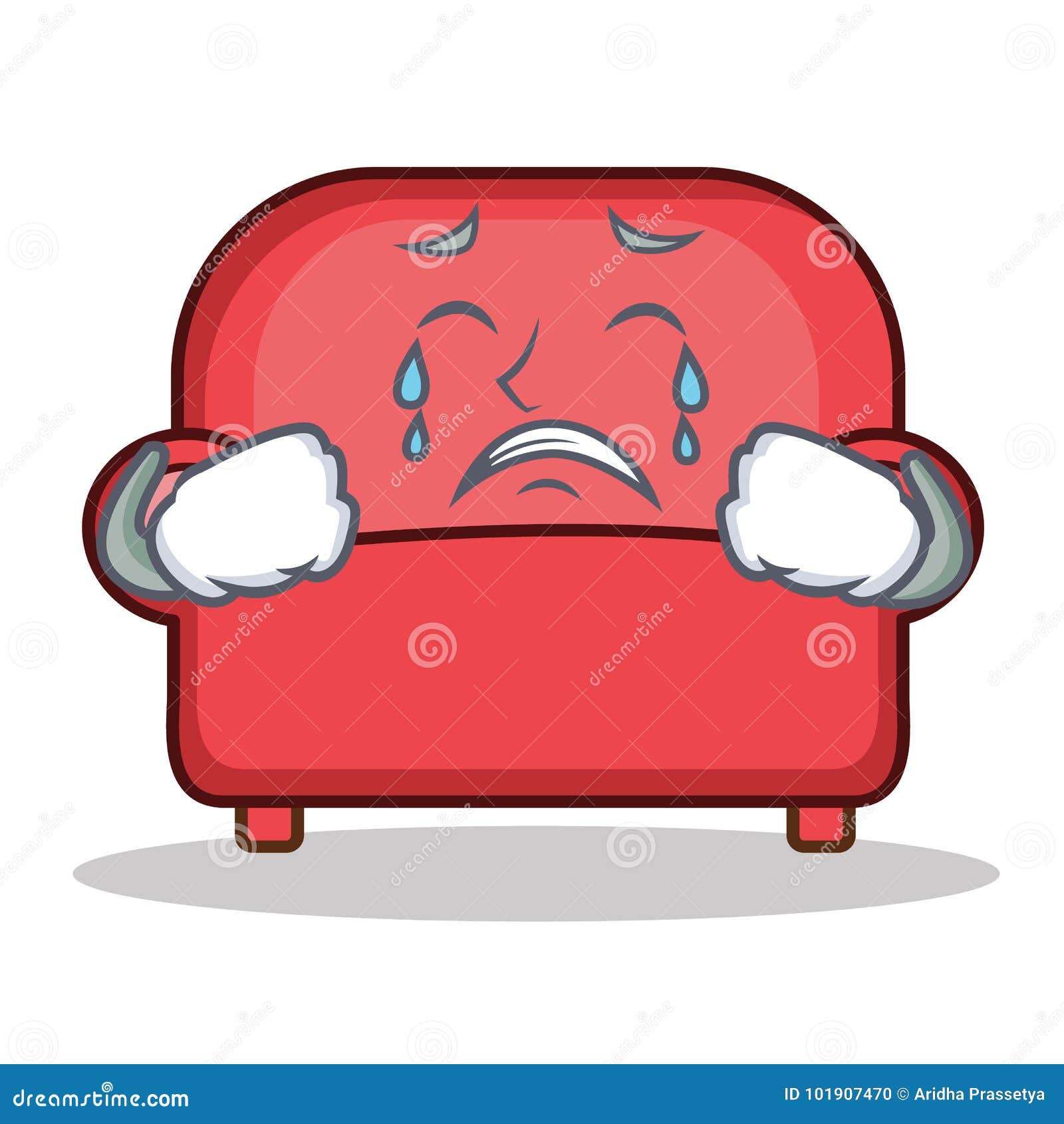 Crying Red Sofa Character Cartoon Stock Vector - Illustration of ...