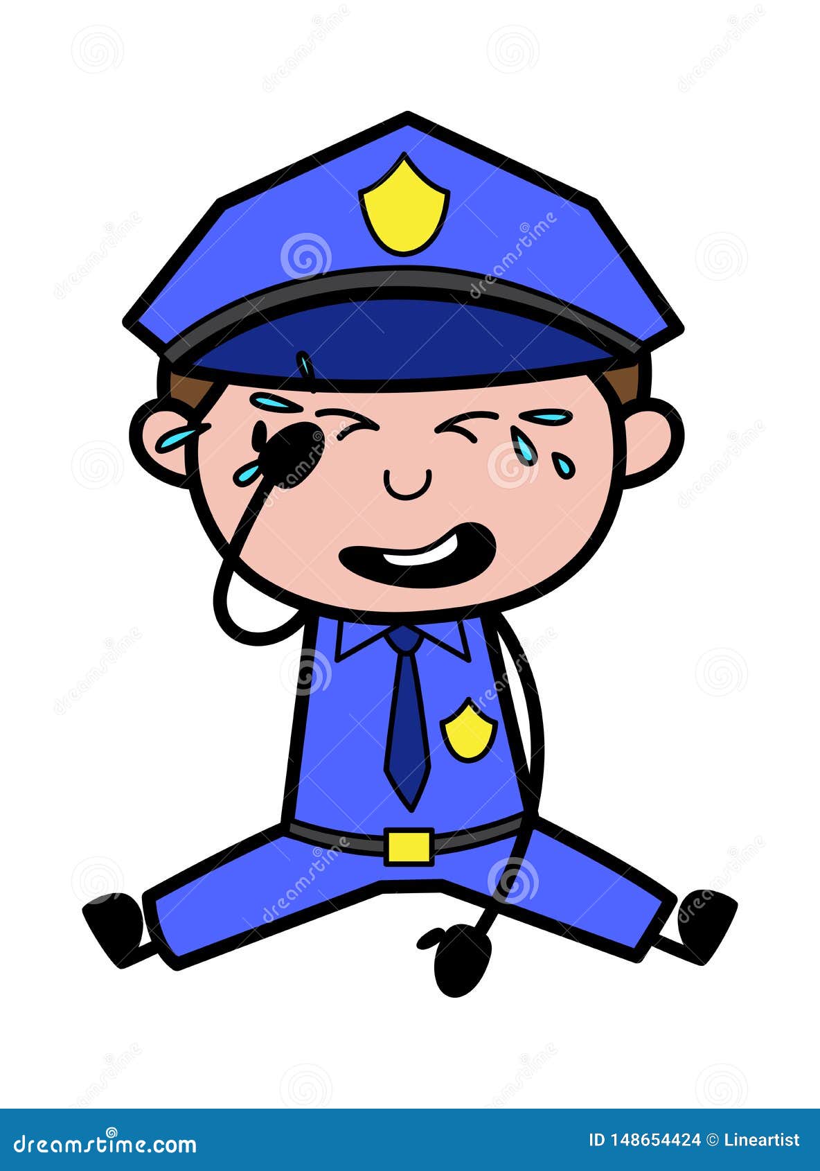 Crying - Retro Cop Policeman Vector Illustration Stock Illustration ...