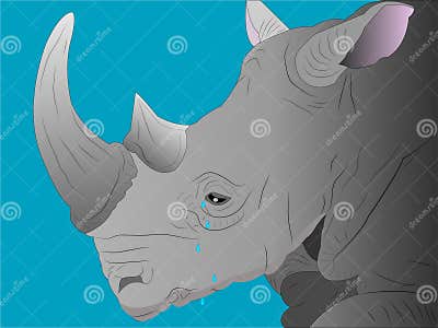 Crying rhinoceros. stock vector. Illustration of thick - 21363796