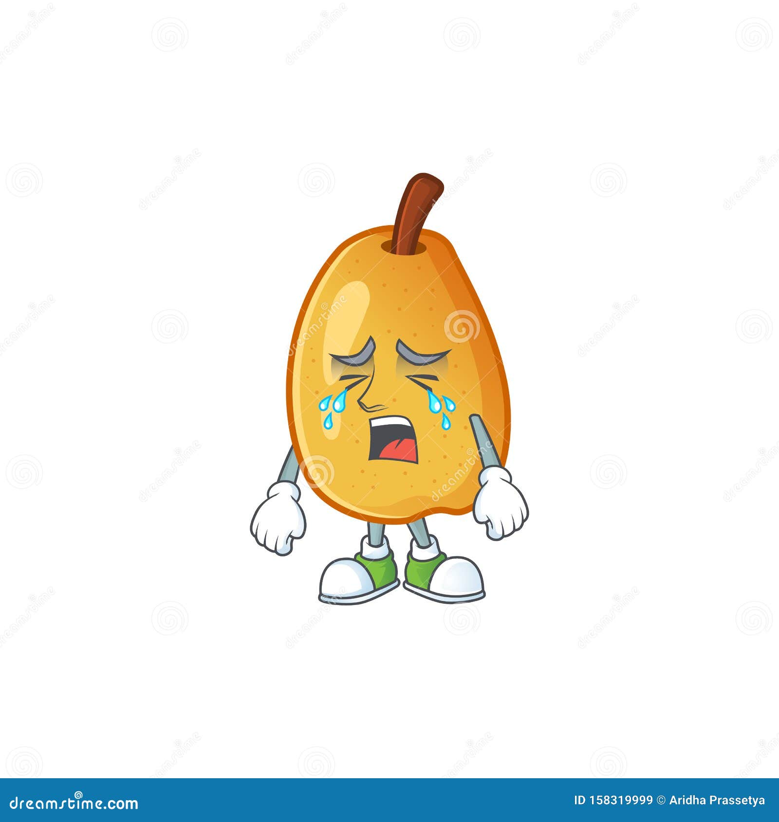 Crying Ripe Fragrant Pear Fruit Cartoon Character Stock Vector ...