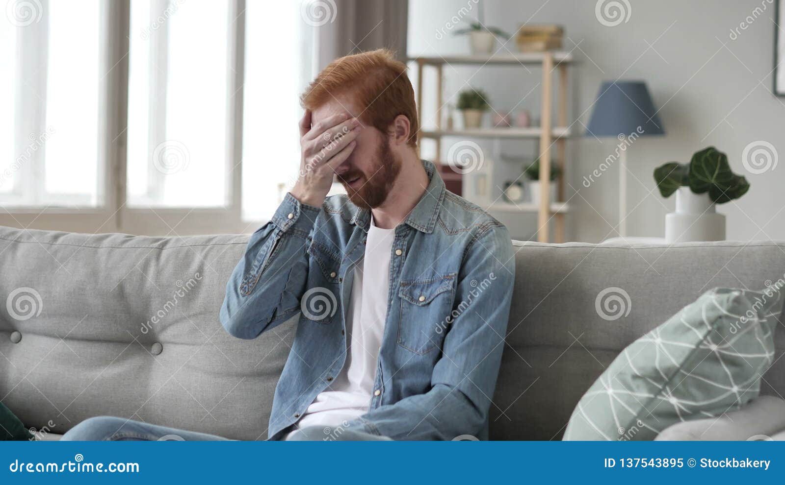 Crying Sad Beard Man Lying in Bed Stock Video - Video of bedroom ...