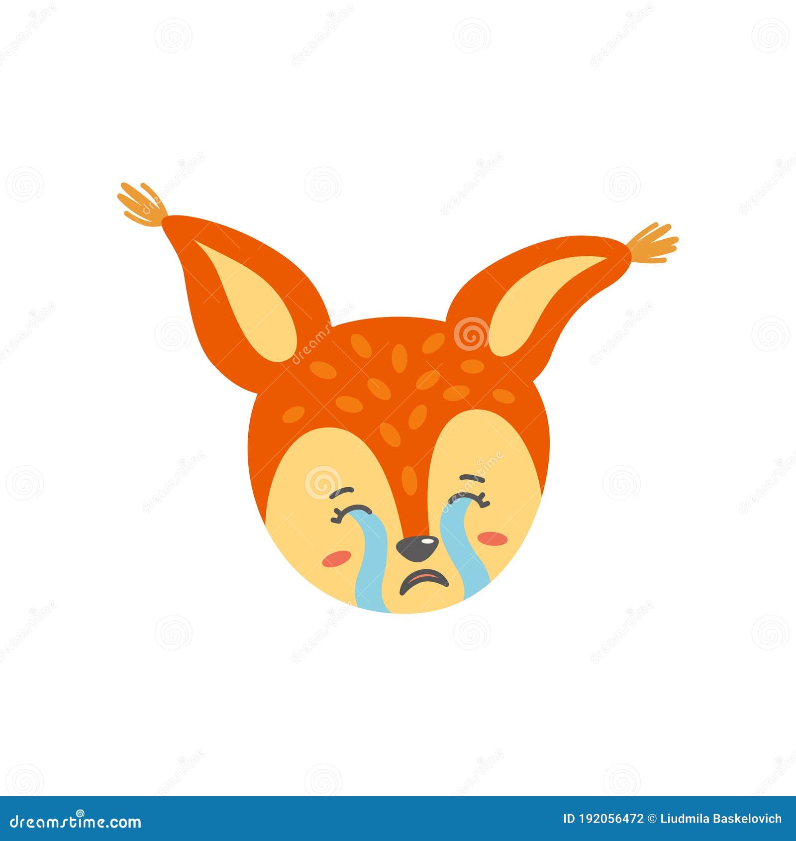 Crying and Sad Squirrel Face Like Emoji. Vector Illustration in Flat ...