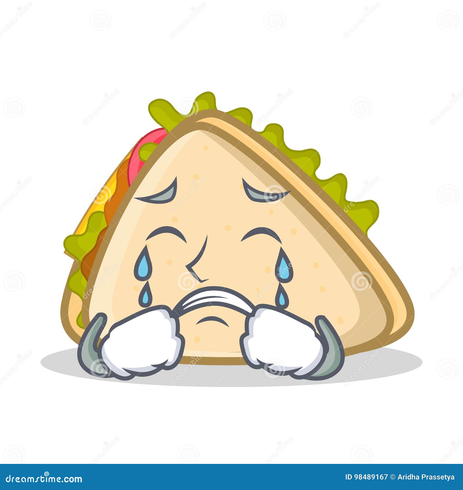 Crying Sandwich Character Cartoon Style Stock Vector - Illustration of ...