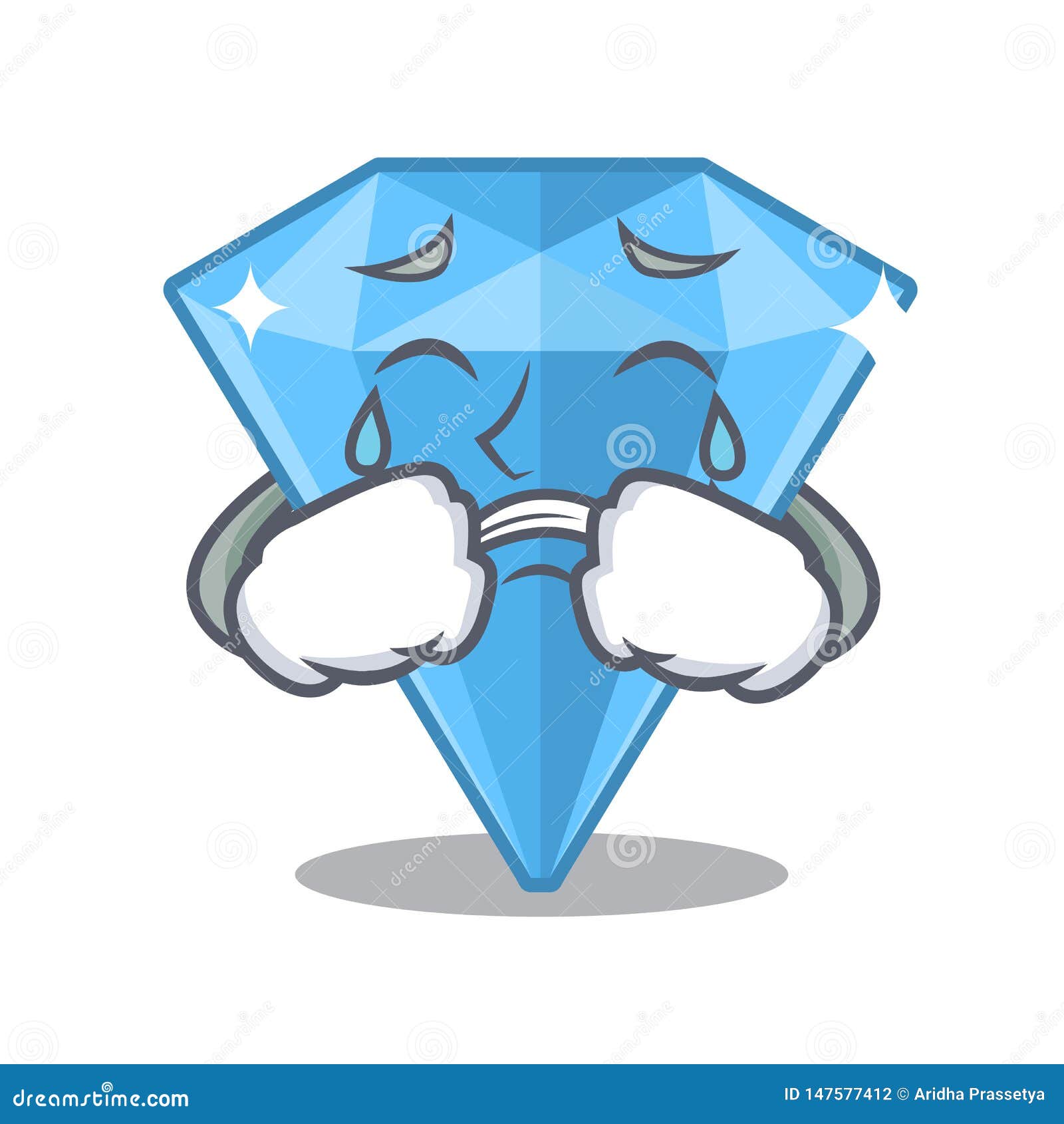 Crying Sapphire Gem in a Mascot Box Stock Vector - Illustration of ...