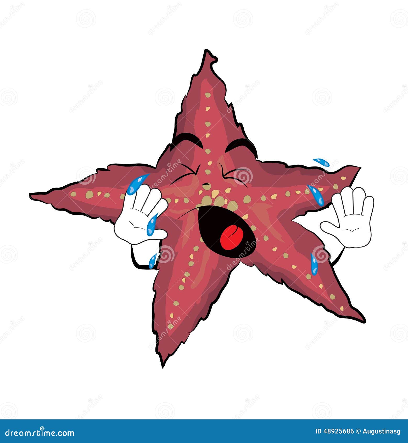 Crying Sea star cartoon stock illustration. Illustration of food - 48925686