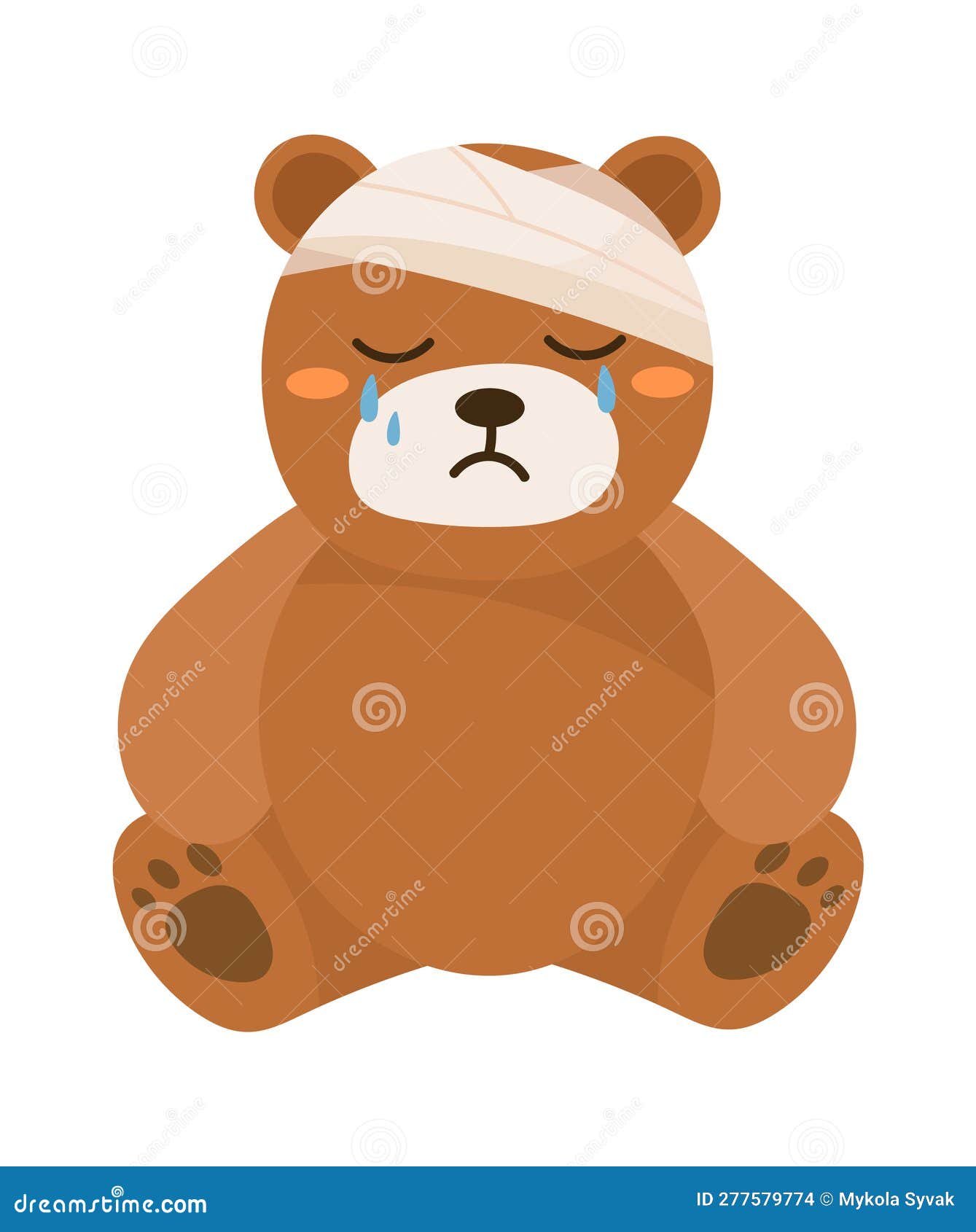 Crying Sick Bear stock vector. Illustration of crying - 277579774
