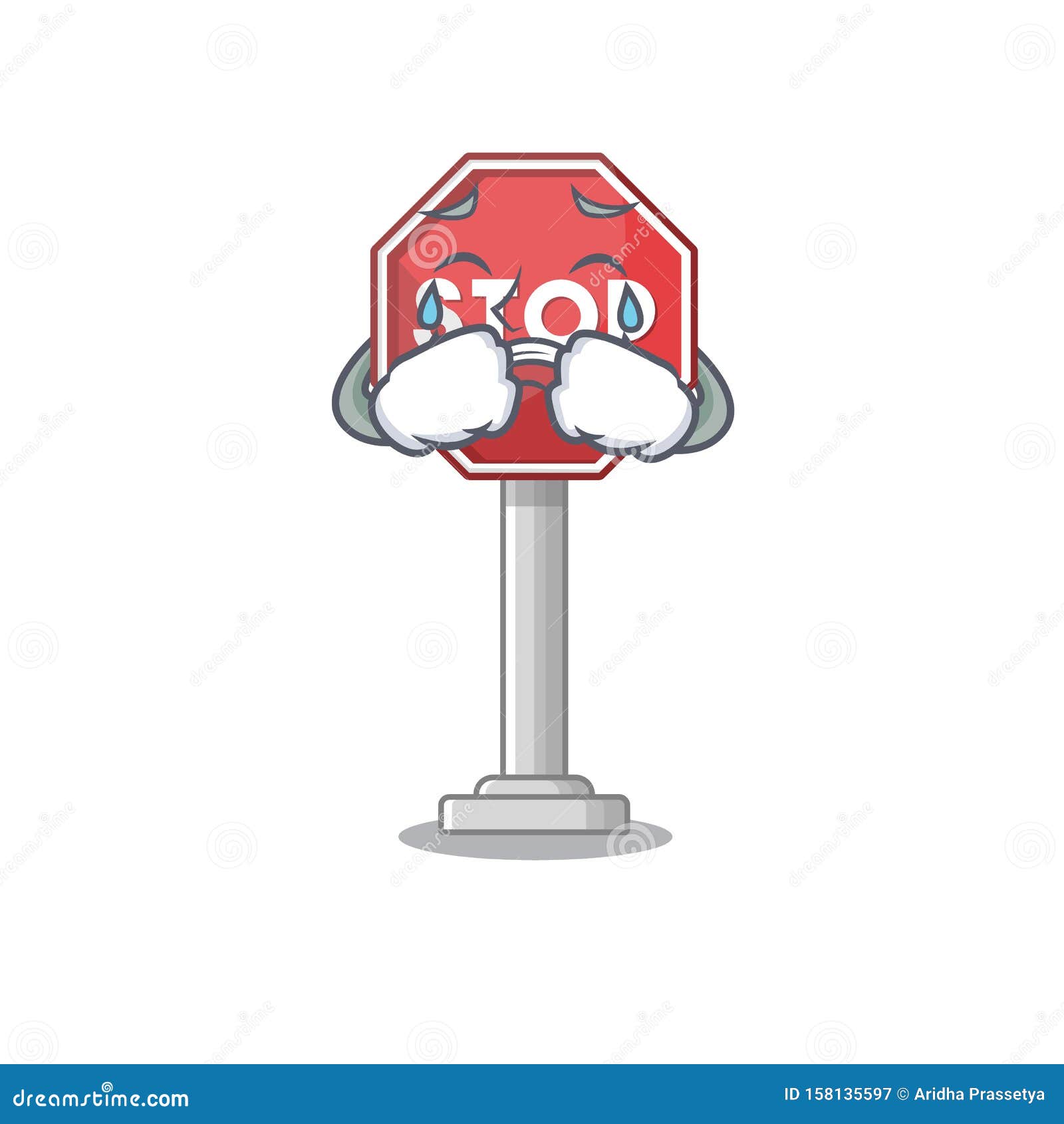 Crying Sign Stop with the Mascot Shape Stock Vector - Illustration of ...