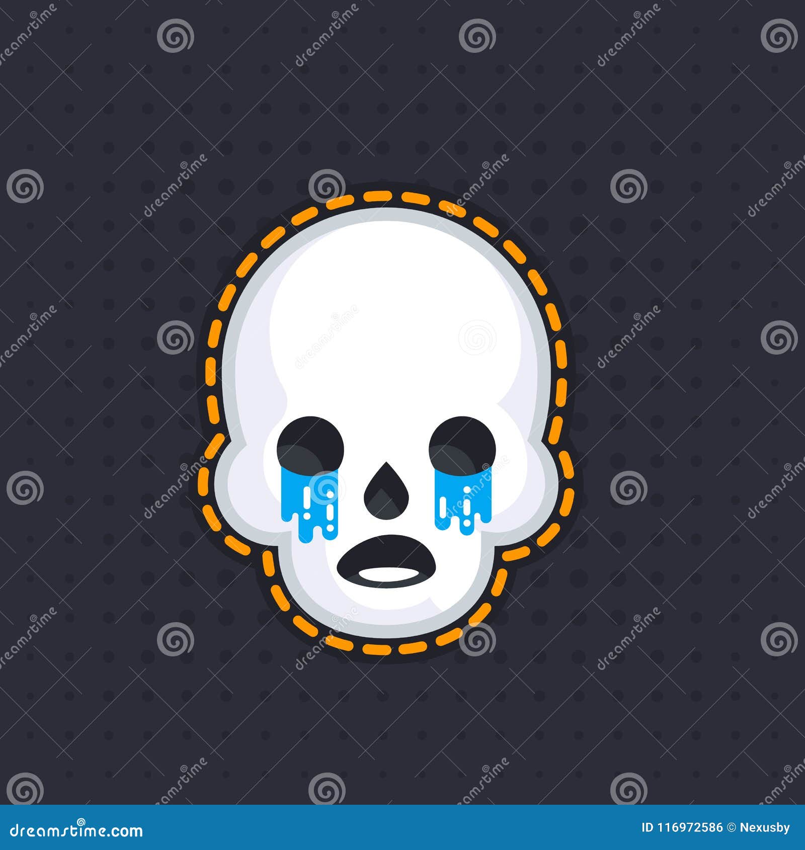 Crying Skull Vector Sticker Stock Vector - Illustration of cute, dead ...