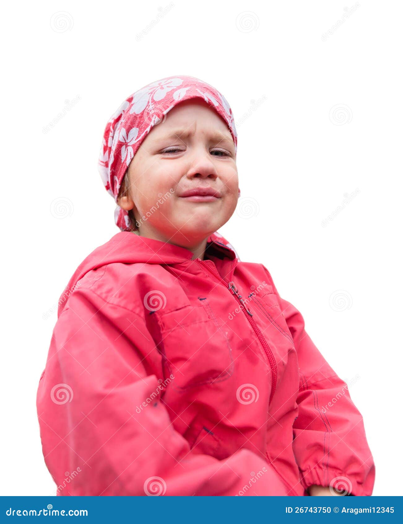 Crying Small Girl in Red Clothes Stock Photo - Image of infant, human ...
