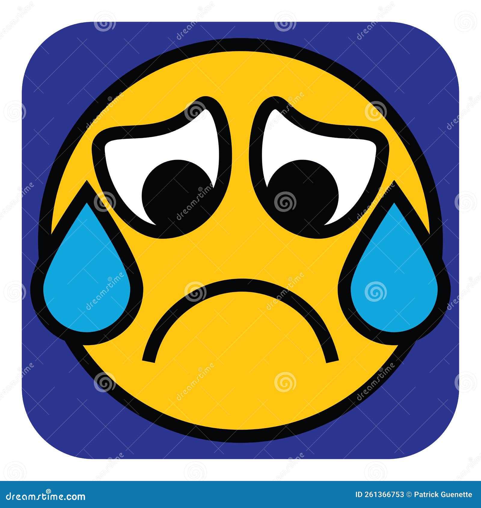 Sad Crying Smiley Emoticon Character Vector Illustration ...