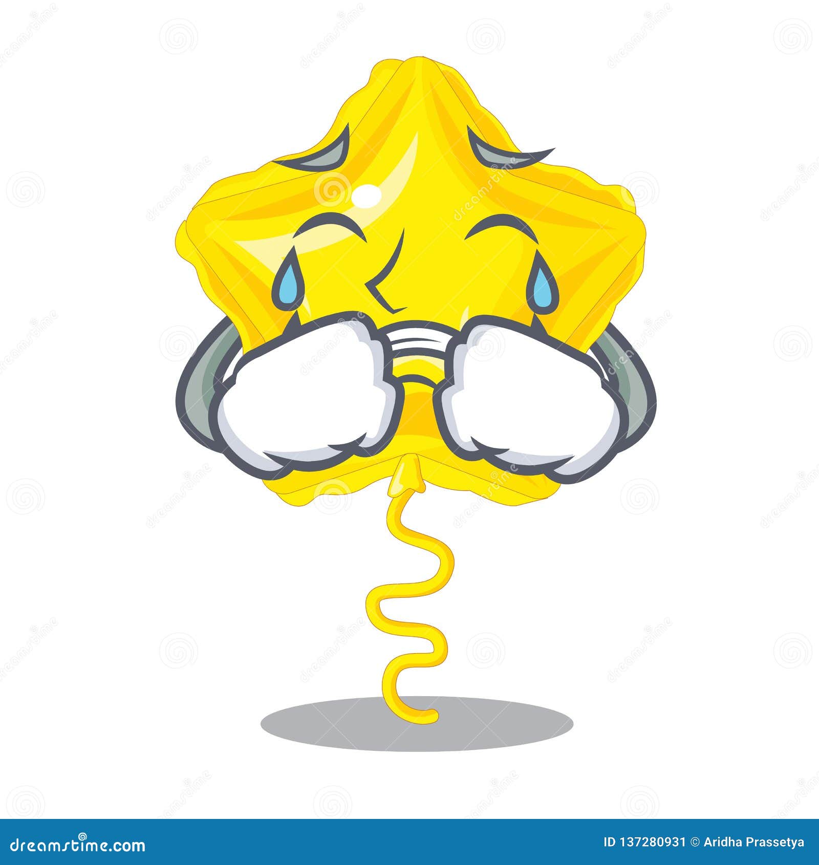 Crying Star Balloon in the Cartoon Shape Stock Vector - Illustration of ...