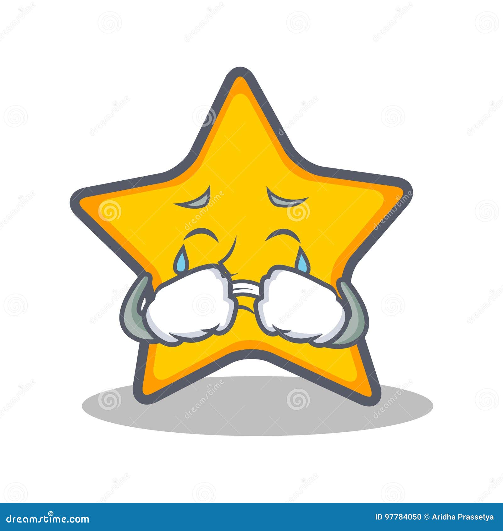 Crying Star Trophy Isolated In The Cartoon Vector Illustration ...