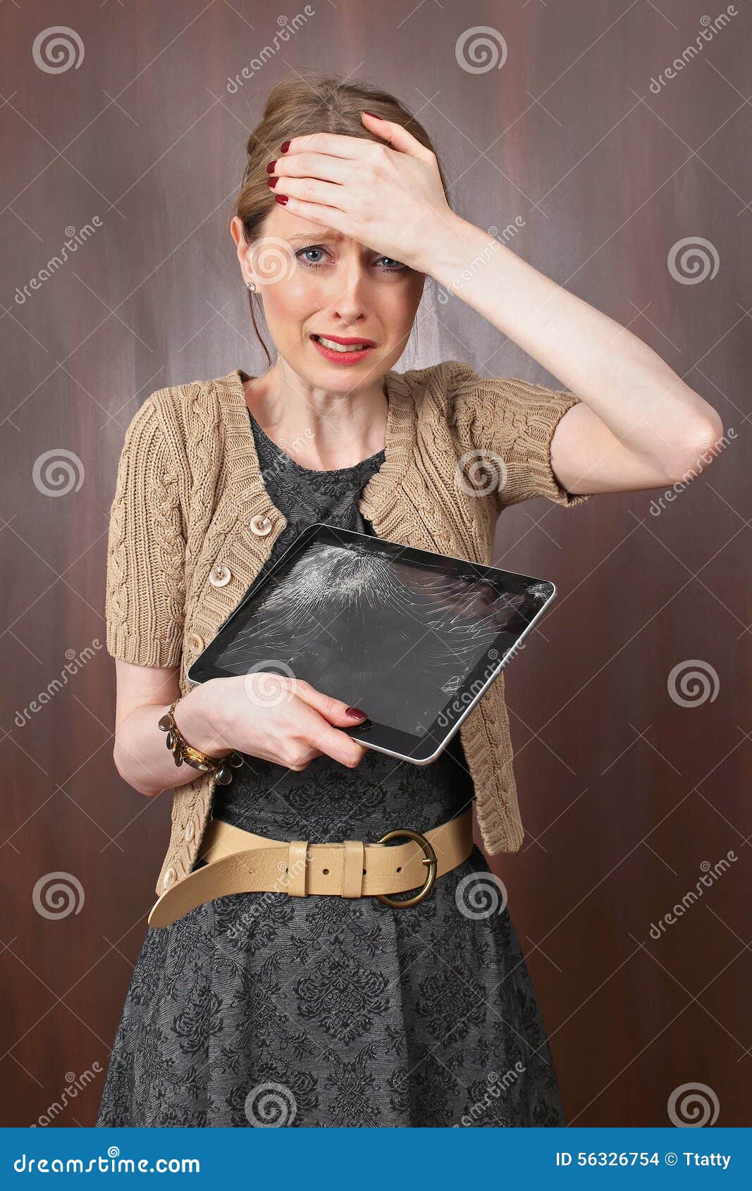 Crying tablet stock photo. Image of woman, display, glass - 56326754