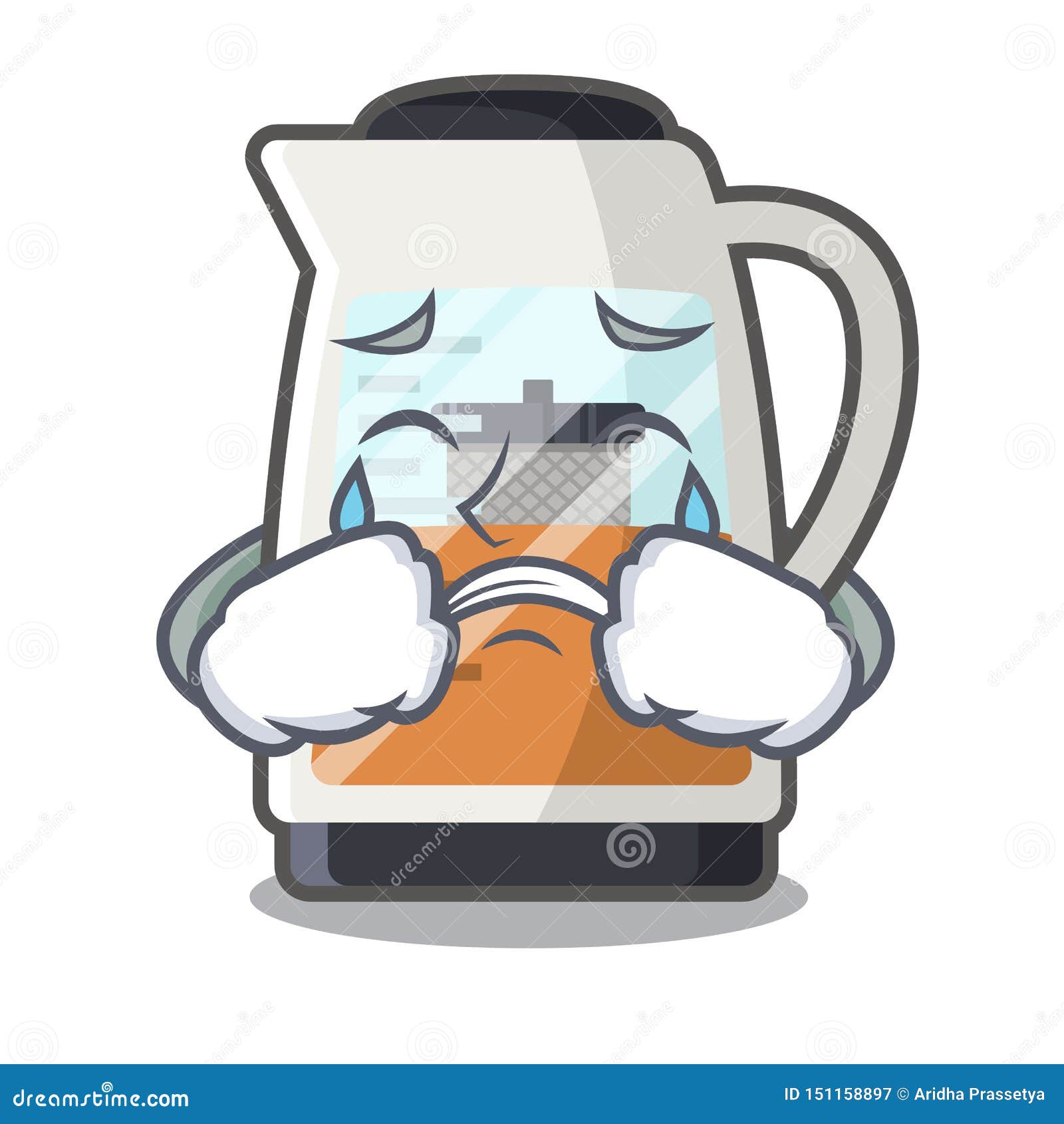 Crying Tea Maker is Served in Cartoon Bottle Stock Vector ...