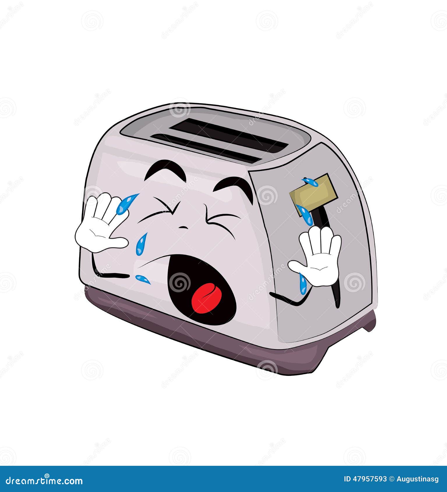 Crying toaster cartoon stock illustration. Illustration of vecor - 47957593
