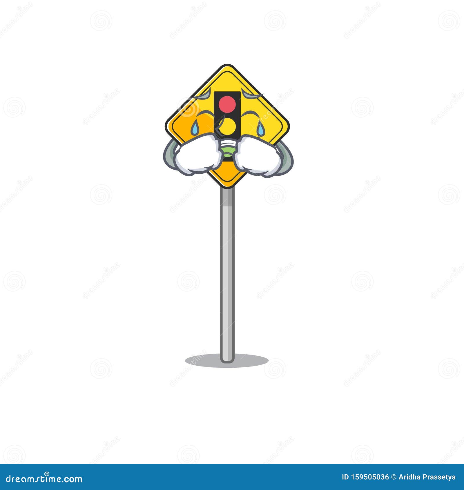 Crying Traffic Light Ahead in Shape Mascot Stock Vector - Illustration ...