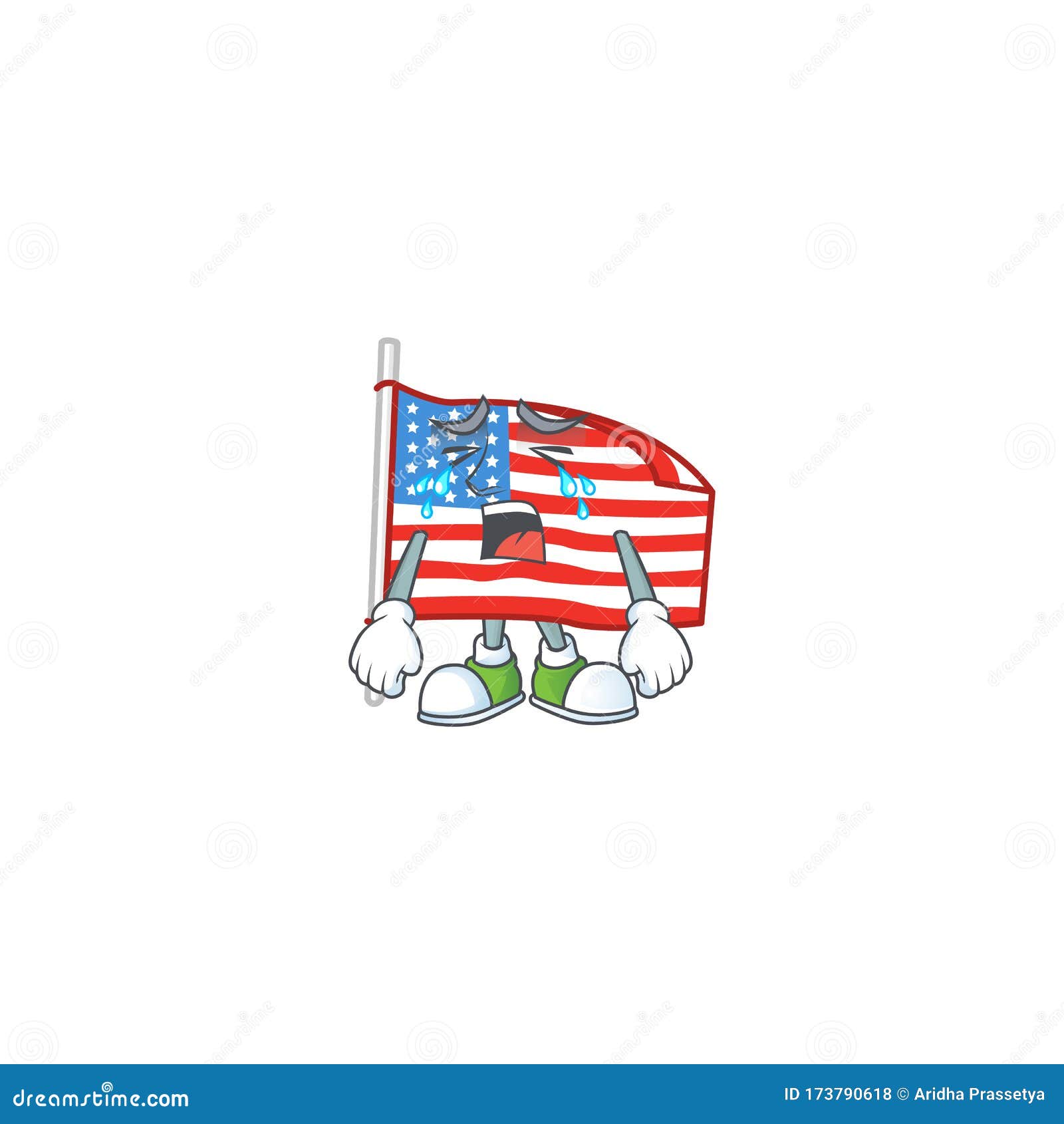 A Crying USA Flag with Pole Mascot Design Style Stock Vector ...