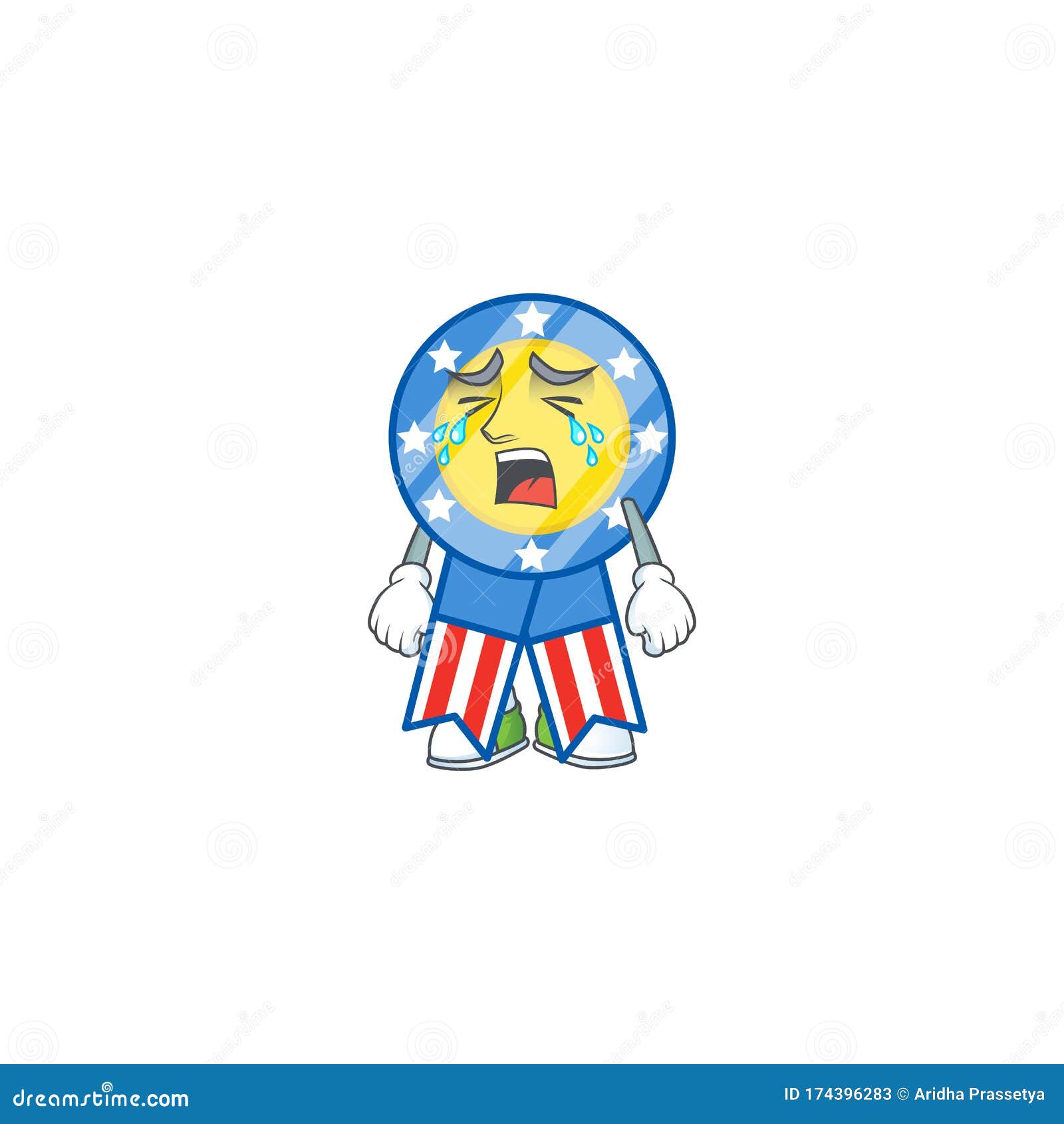 A Crying USA Medal Mascot Design Style Stock Vector - Illustration of ...