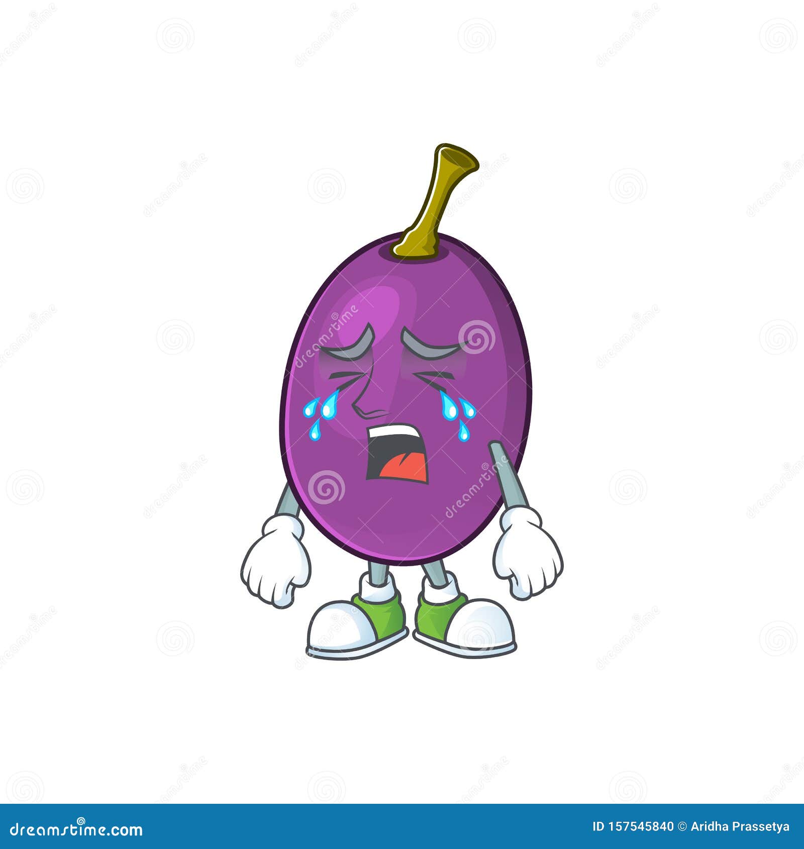 Crying Grapes Cartoon Character Emote Vector Illustration ...