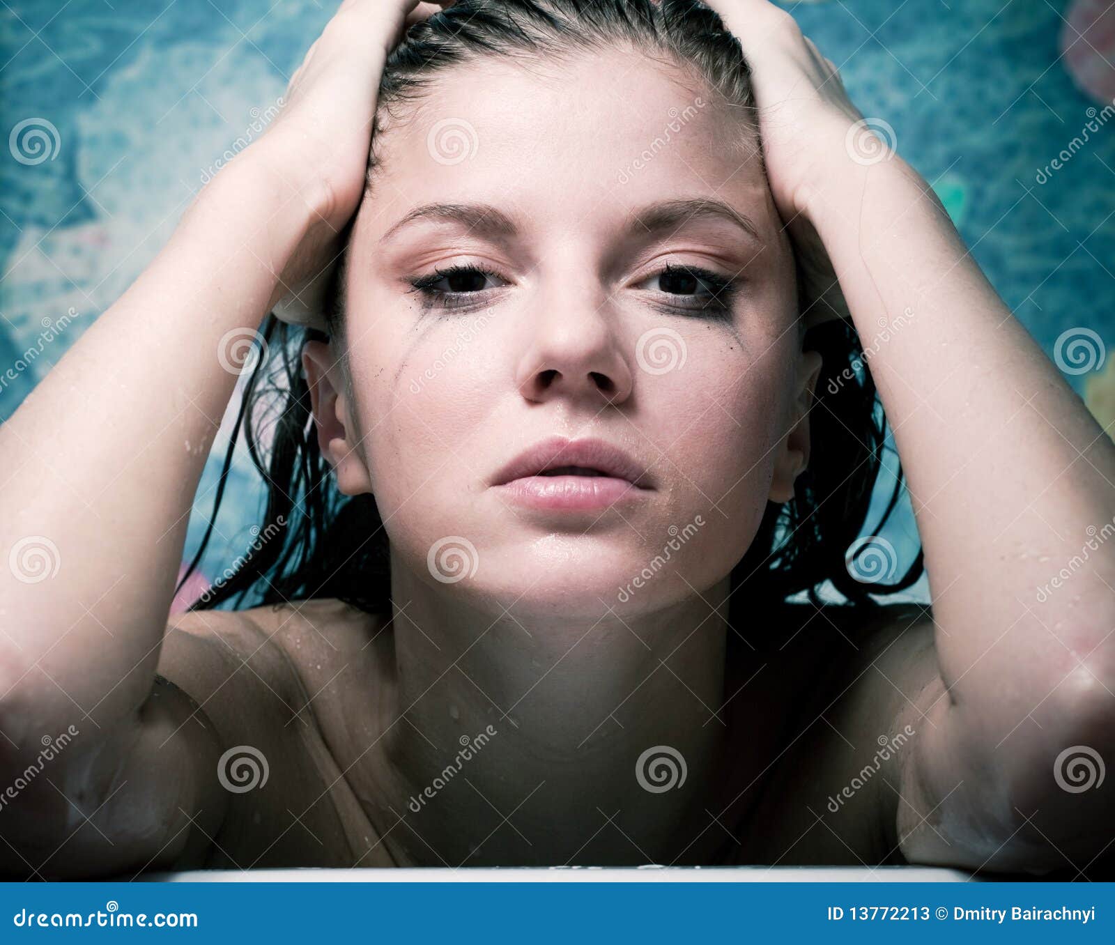 Crying woman in bath stock image. Image of people, purity - 13772213