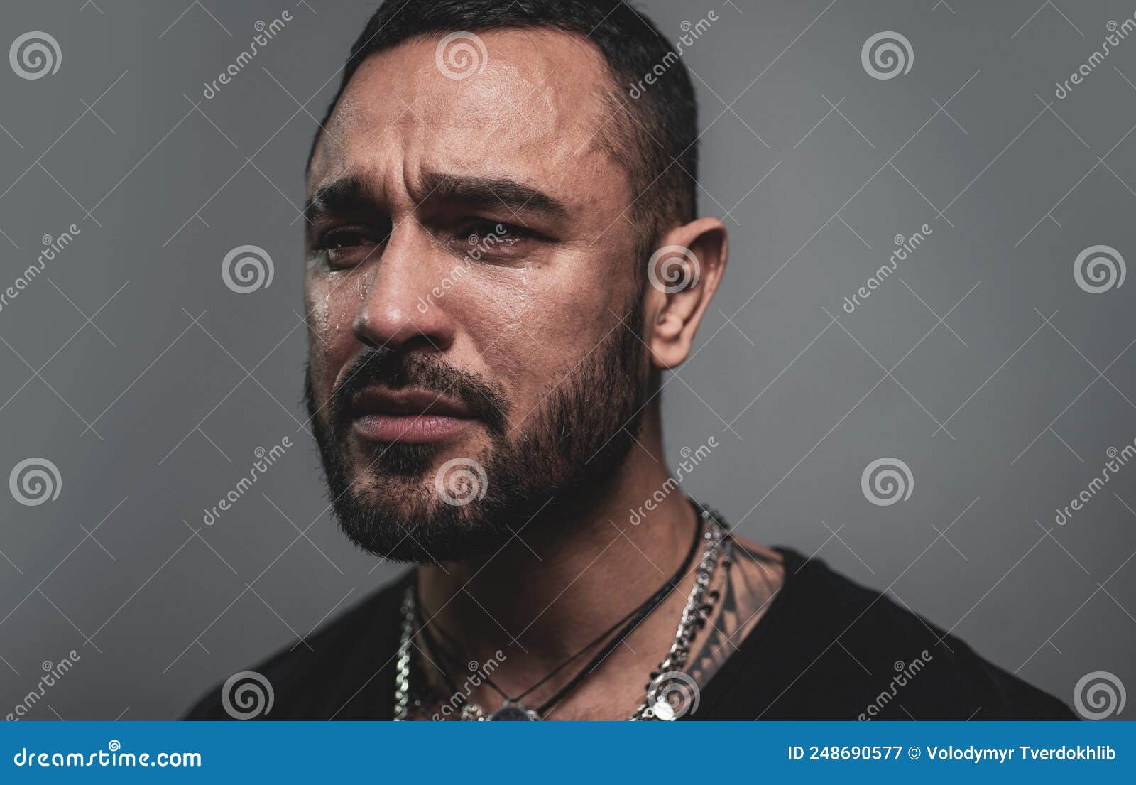Crying Wont Help Lonely Single Man Hispanic Guy Feeling Lonely And