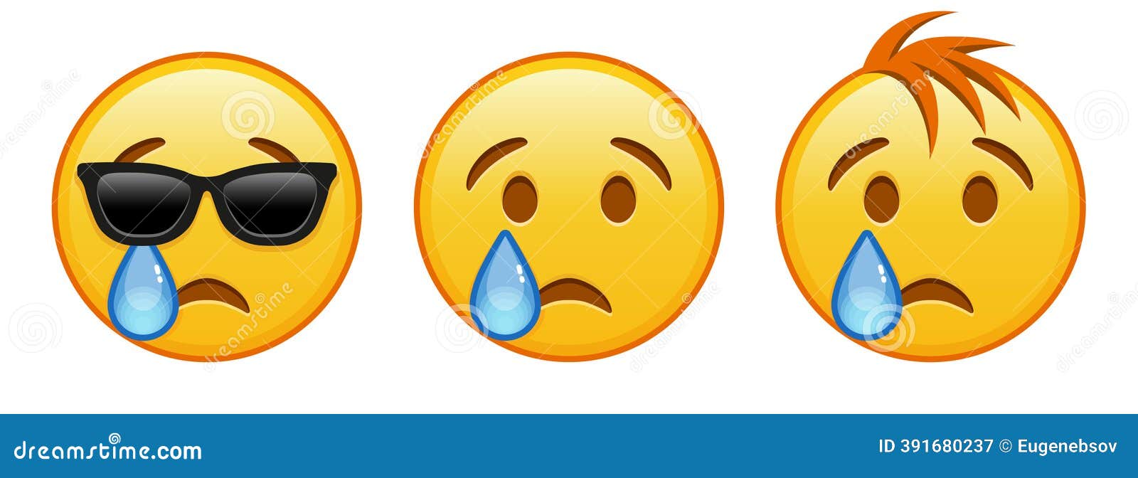 Three Crying Emoji Illustration On Green Screen Royalty-Free Cartoon ...