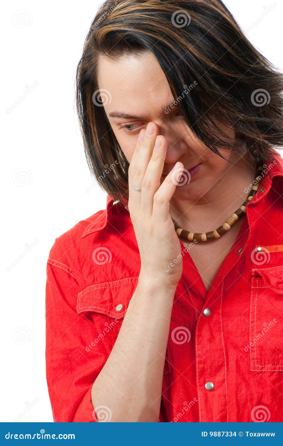 Crying young guy portrait. stock photo. Image of disappointment - 9887334