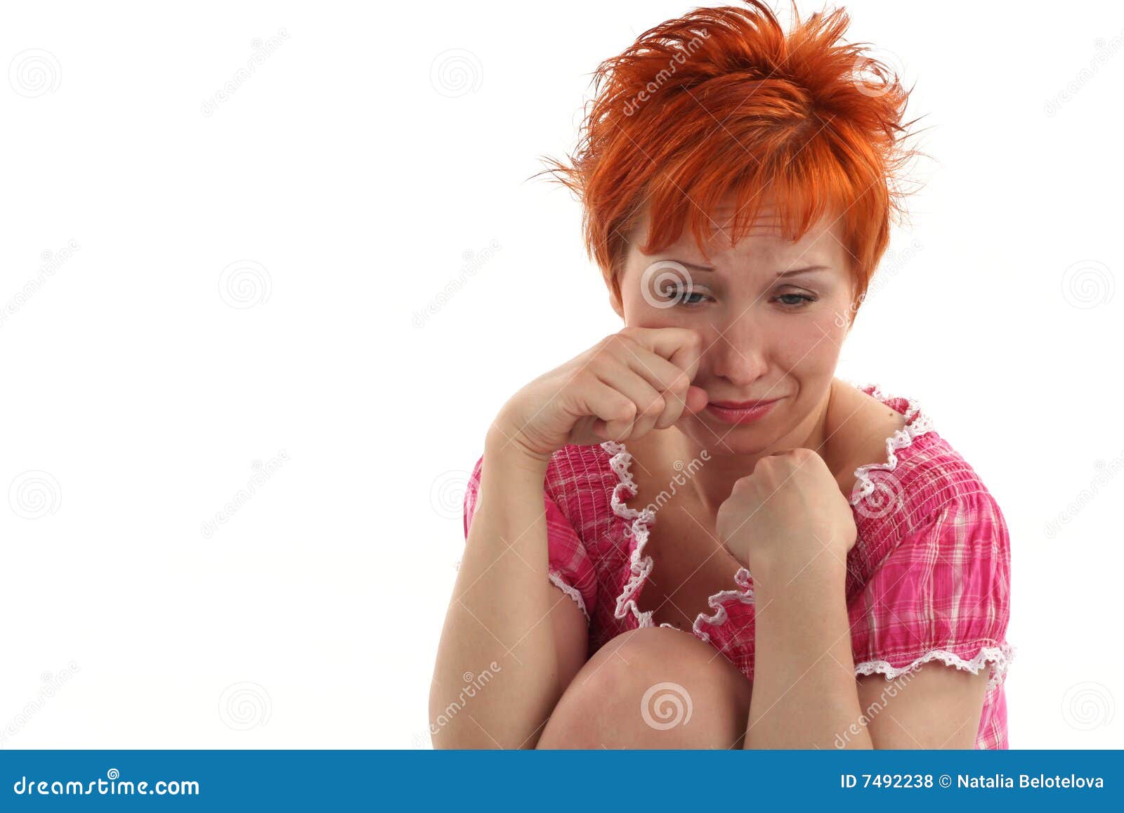 Crying Young Red Haired Woman Stock Photo - Image of face, portrait ...