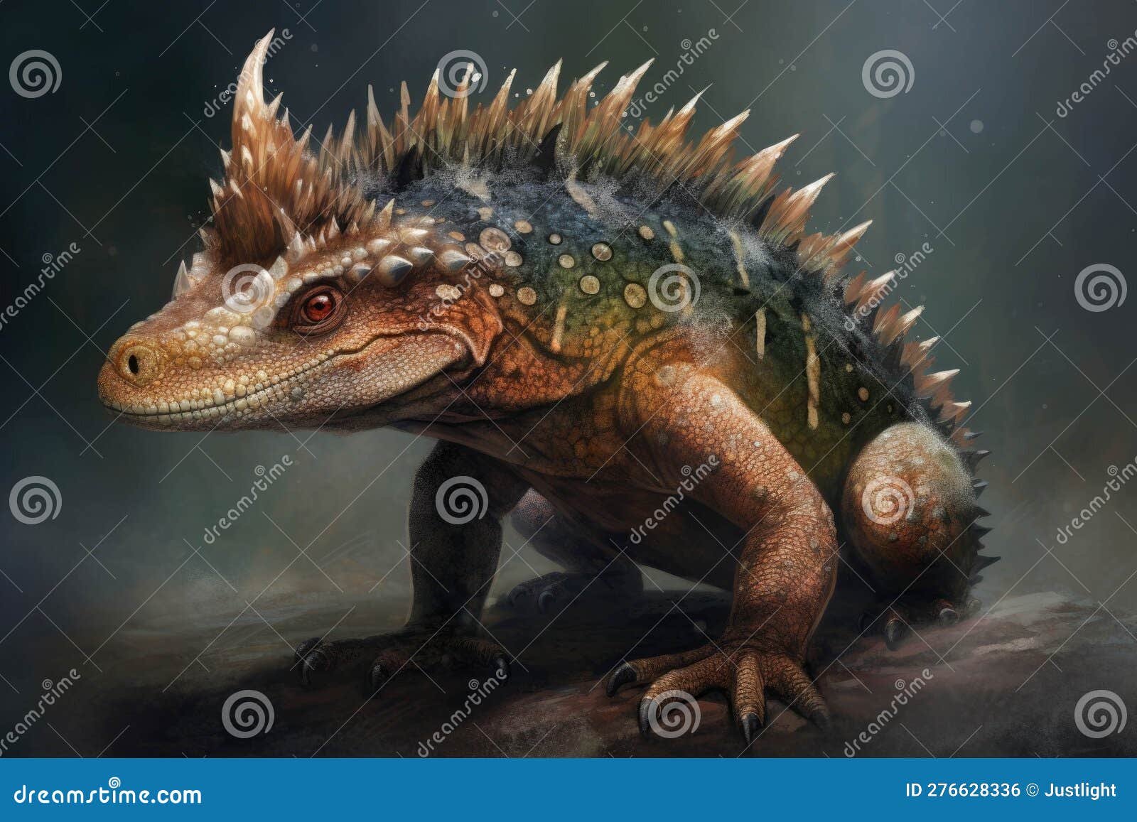 A Cryolophosaurus with Its Unique Crownlike Crest. Stock Illustration ...