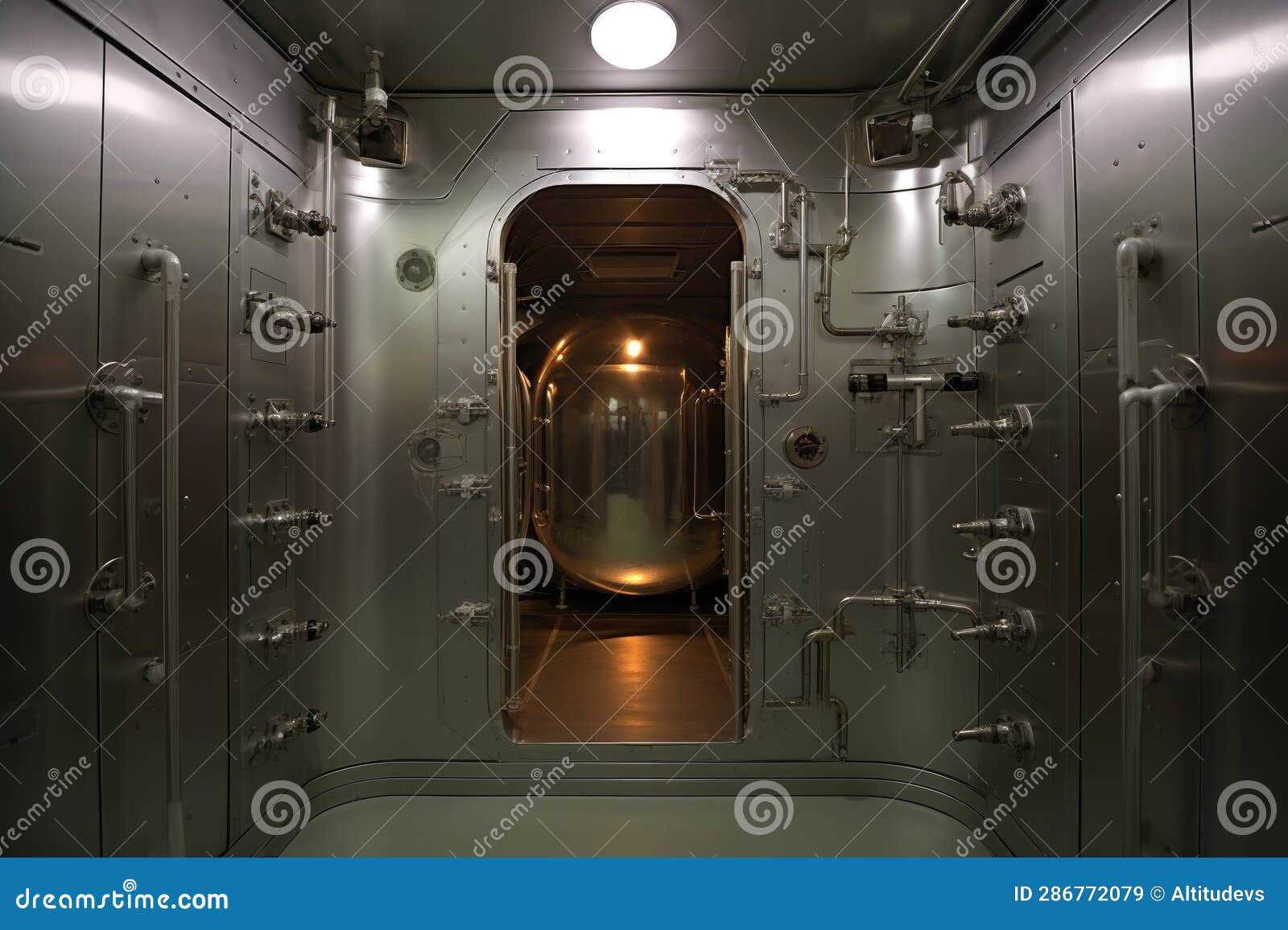 Cryonics Chamber Door Open, Revealing Cold Interior Stock Image - Image ...