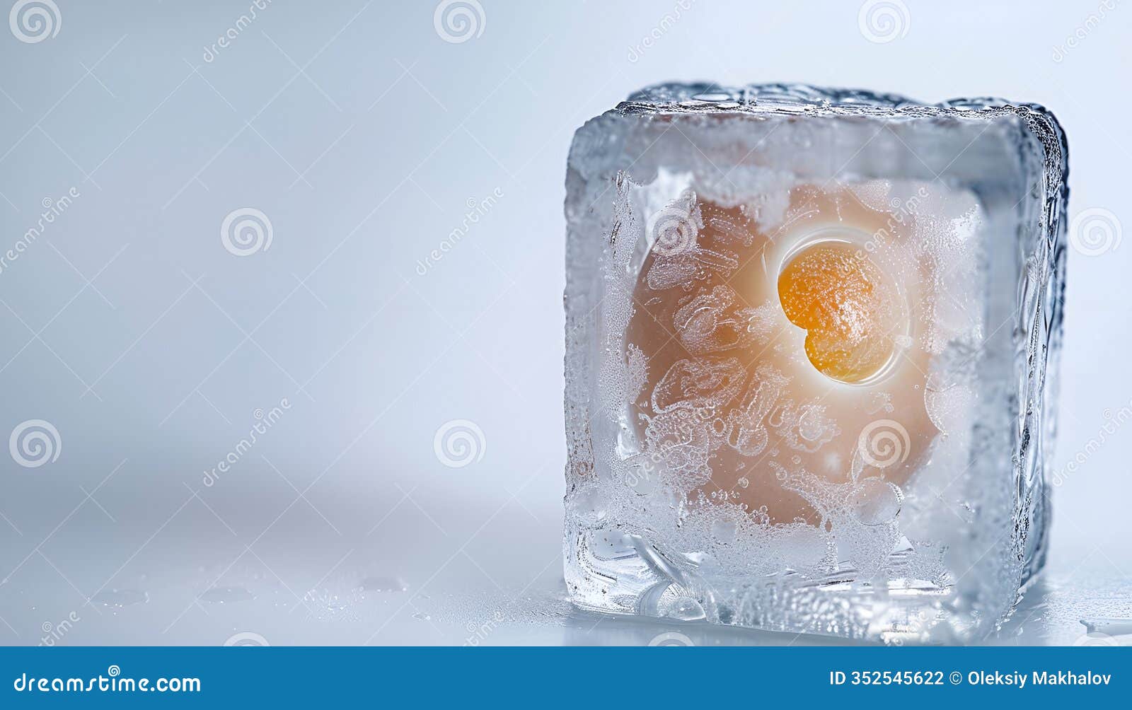 Cryopreservation Of Genetic Material. Ovum In Ice Cube On White ...