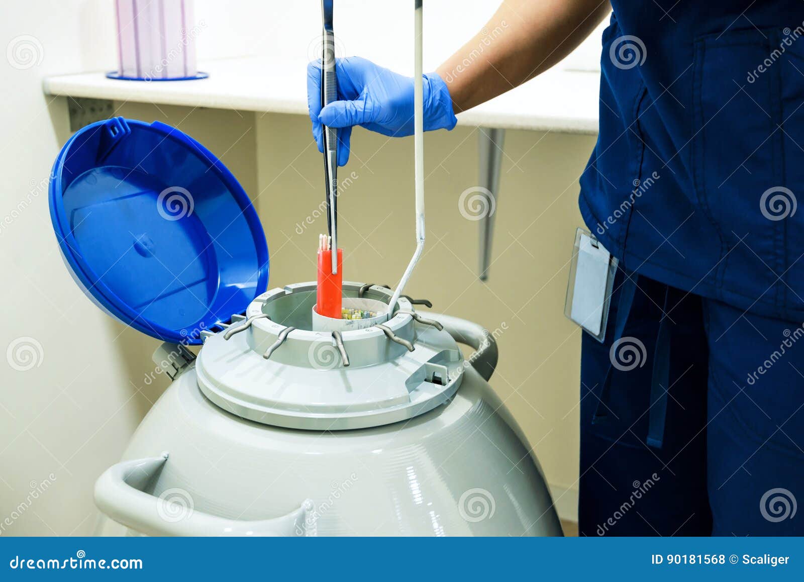 Cryosample Taken Out of Liquid Nitrogen Cryostorage Stock Photo - Image ...