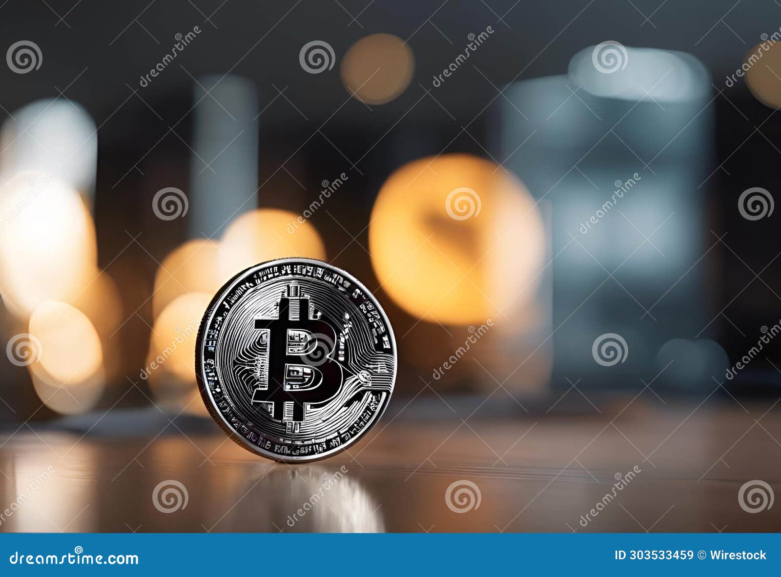 The Crypt Coin is Sitting on the Table in Front of Some Blurry Lights ...