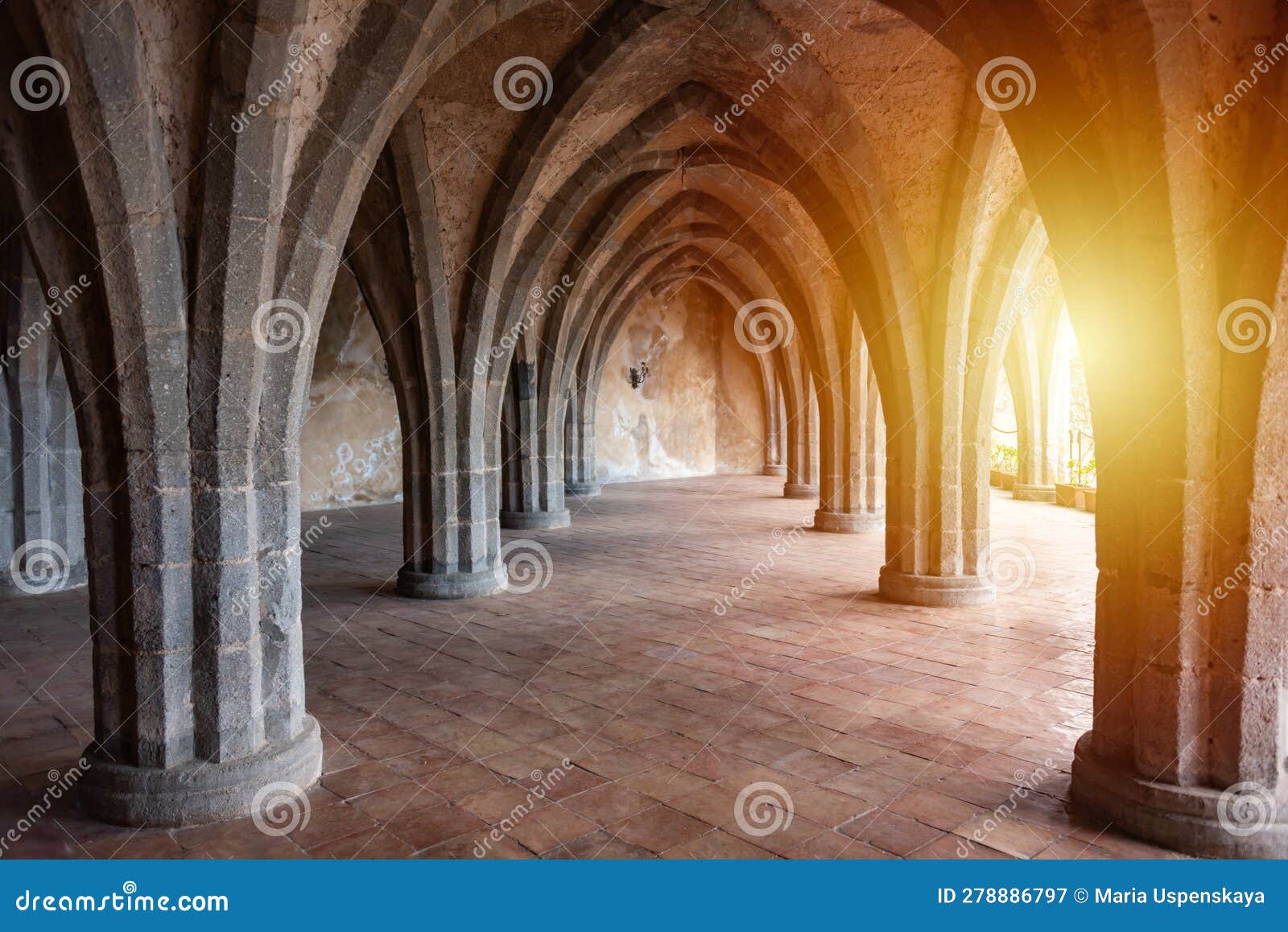 Crypt with Columns and Arches of an Old Villa in Italy Stock Image ...