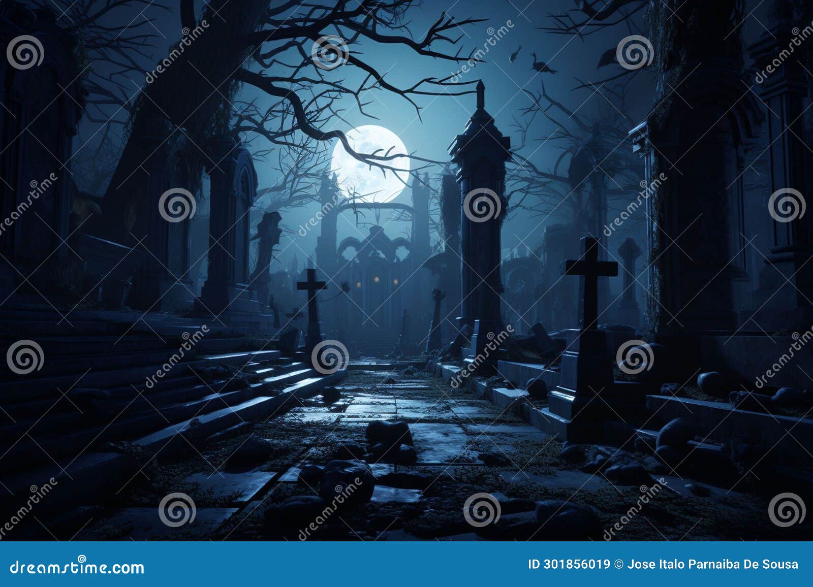 Cryptic Graveyard Mausoleum Shadows Shadows Cast Stock Illustration ...