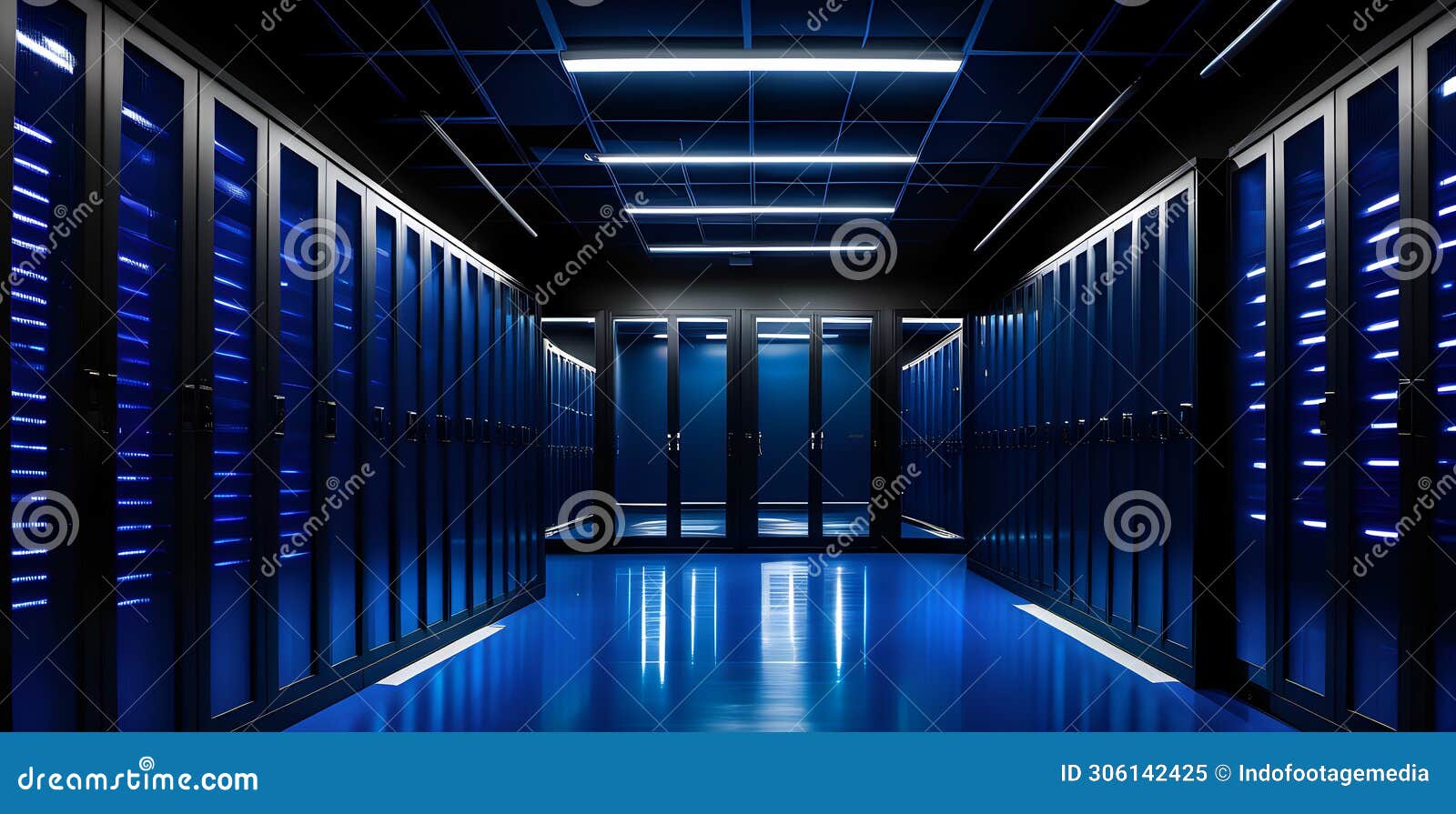 Cryptic Network Hub: Dark-Styled Data-center Server Rooms with Deep ...
