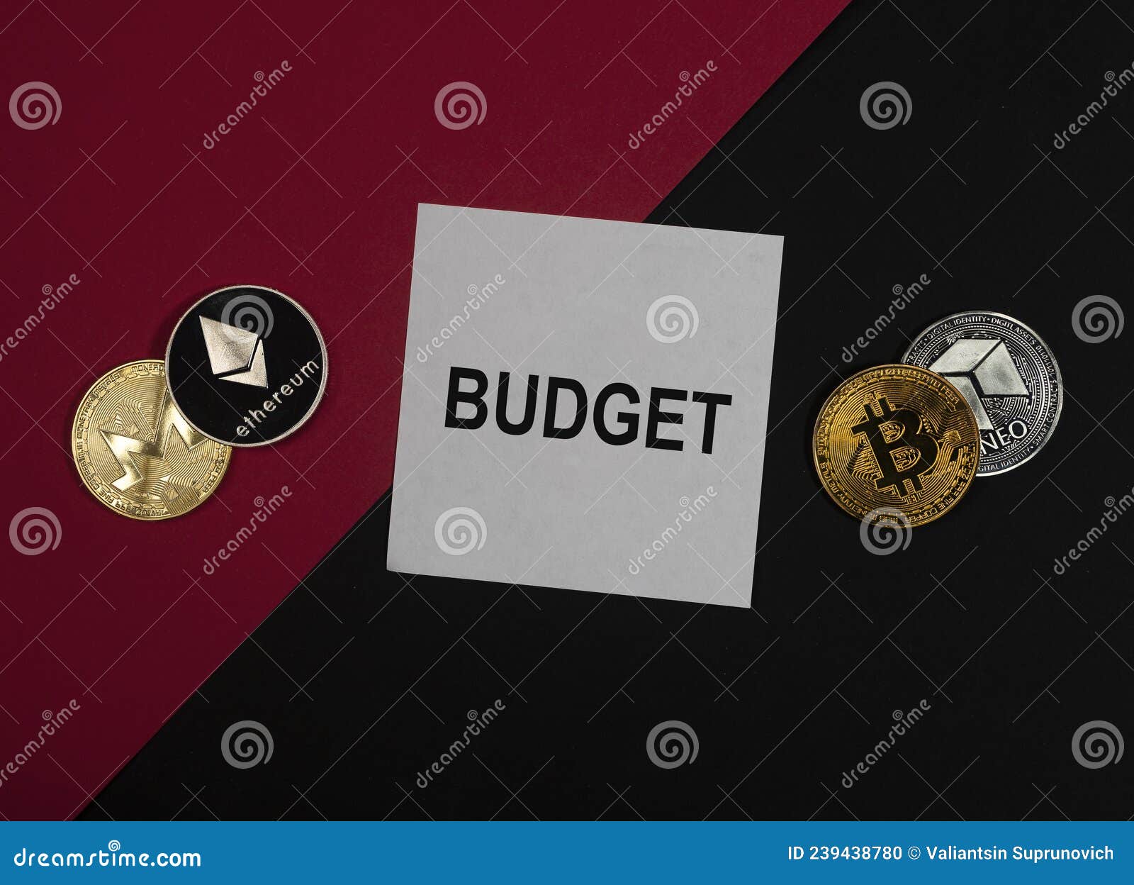 Crypto Budget Concept. Word on Paper with Cryptocurrency Stock Photo ...