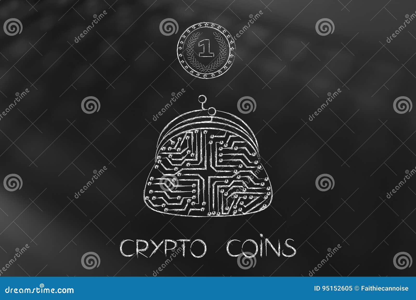 Crypto Coin with Electronic Circuits Inside and Microchip Purse Stock ...