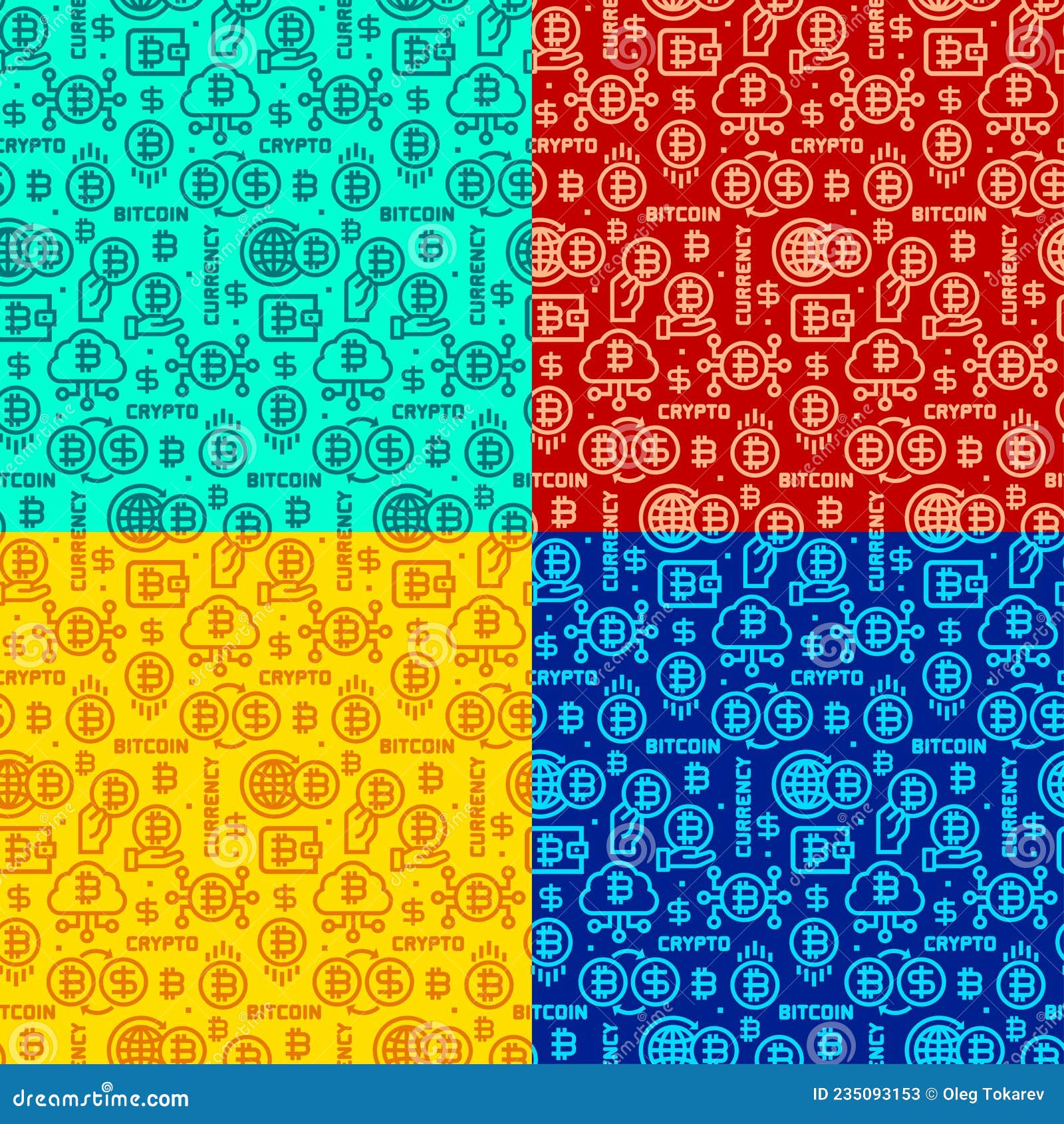 Crypto Currency Bitcoin Seamless Patterns Editorial Stock Photo ...