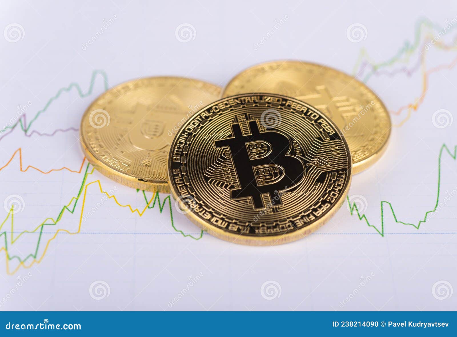 Crypto Currency Bitcoins on Chart of Exchange Rates Stock Photo - Image ...