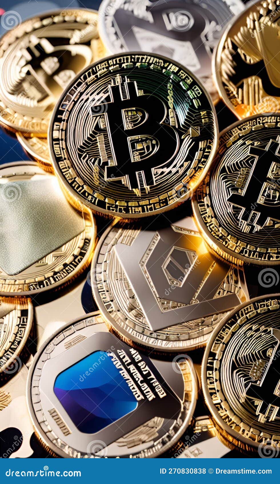 Crypto Currency Coins Different Types Stock Illustration - Illustration ...