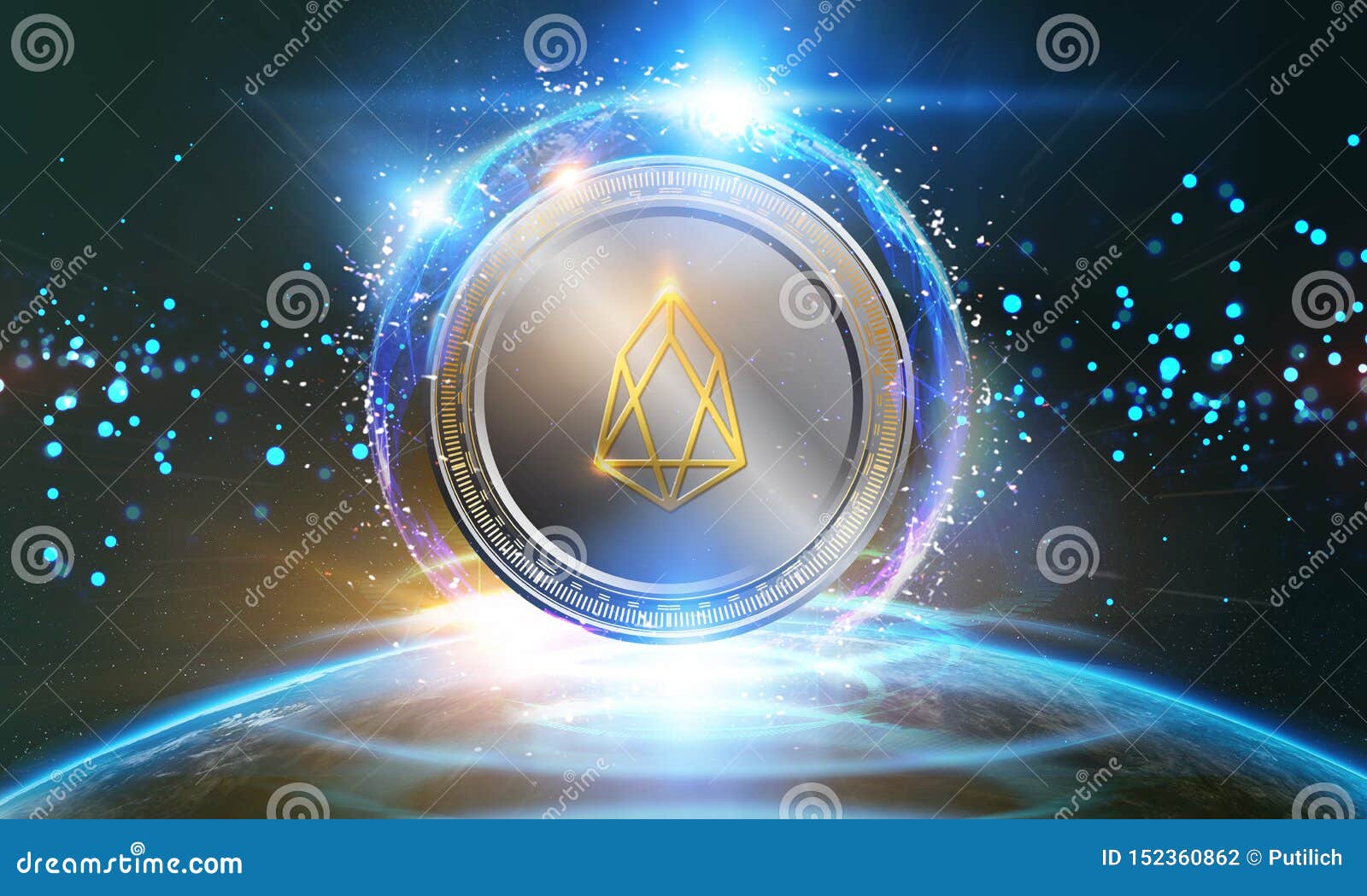 Crypto-currency, EOS Coin Internet Virtual Money. Currency Technology ...