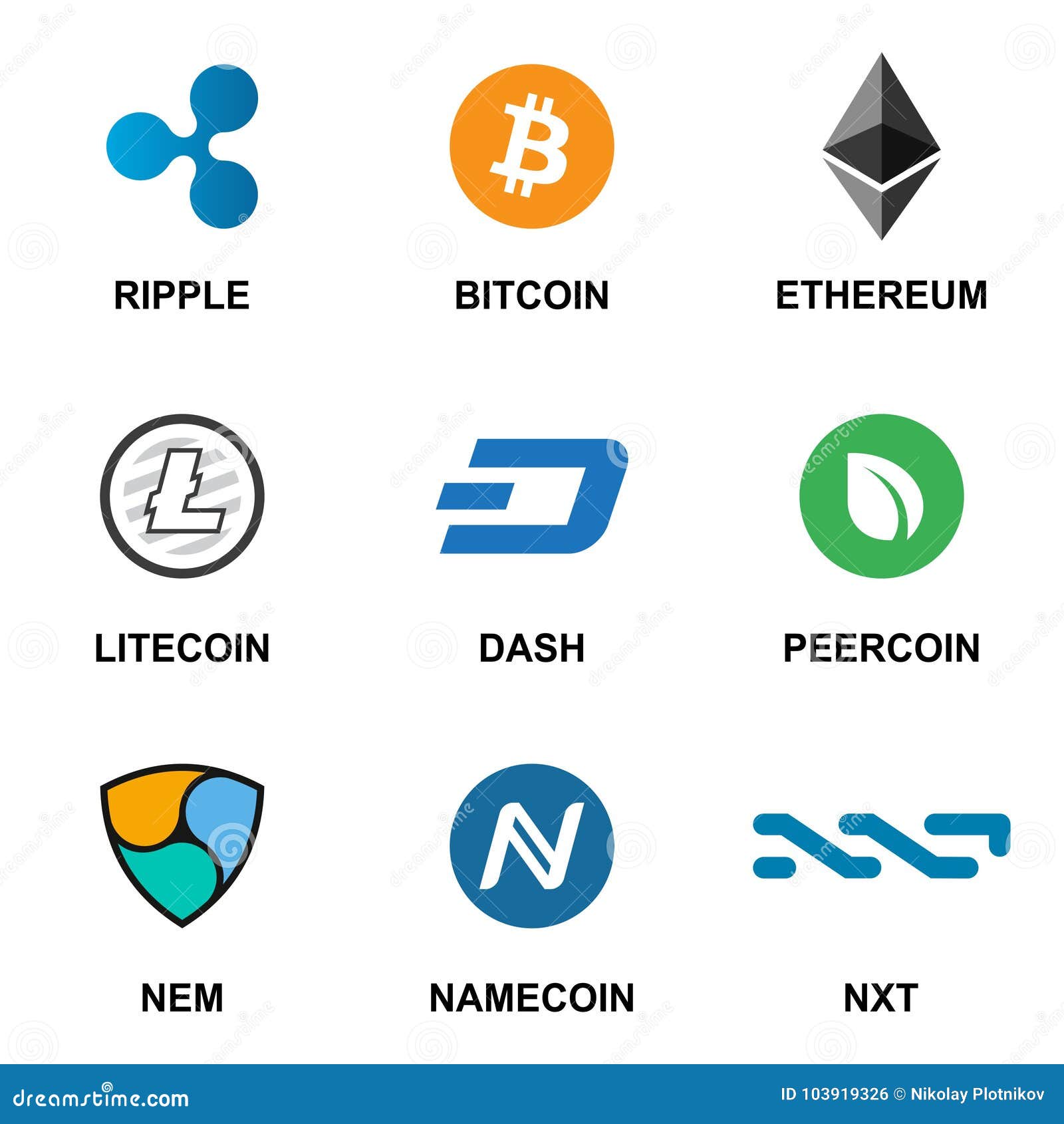 Main Crypto Currency Types Payment Buttons Set On Transparent ... Main Crypto Currency Types Payment Buttons Set On Transparent ...