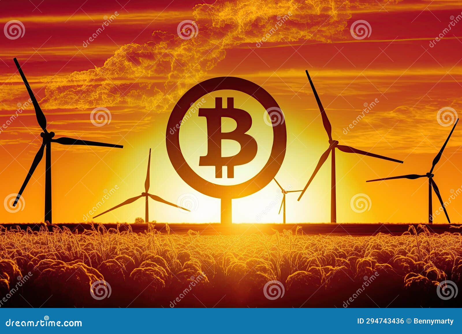 Bitcoin clean energy stock illustration. Illustration of alternative ...