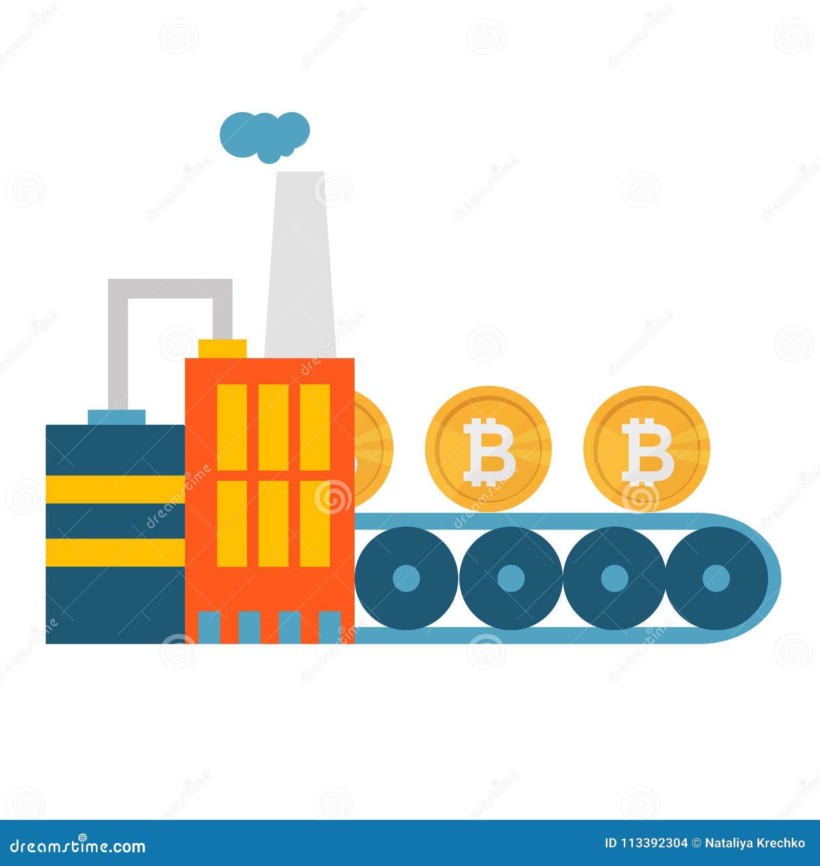 Crypto Currency Production Bitcon Mining Conveyor Technology Modern Web ...